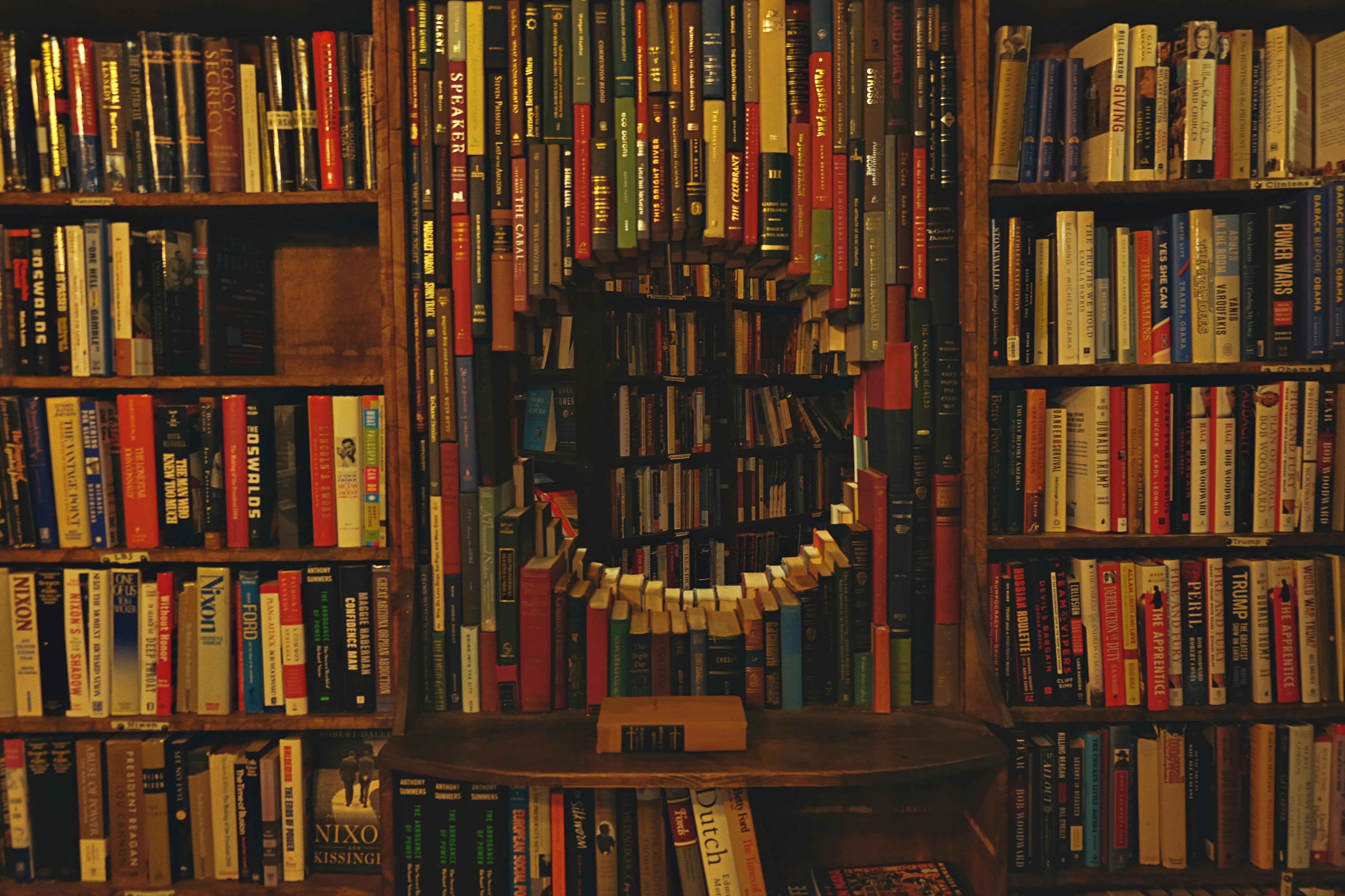 Top View of Library With Red Stairs · Free Stock Photo