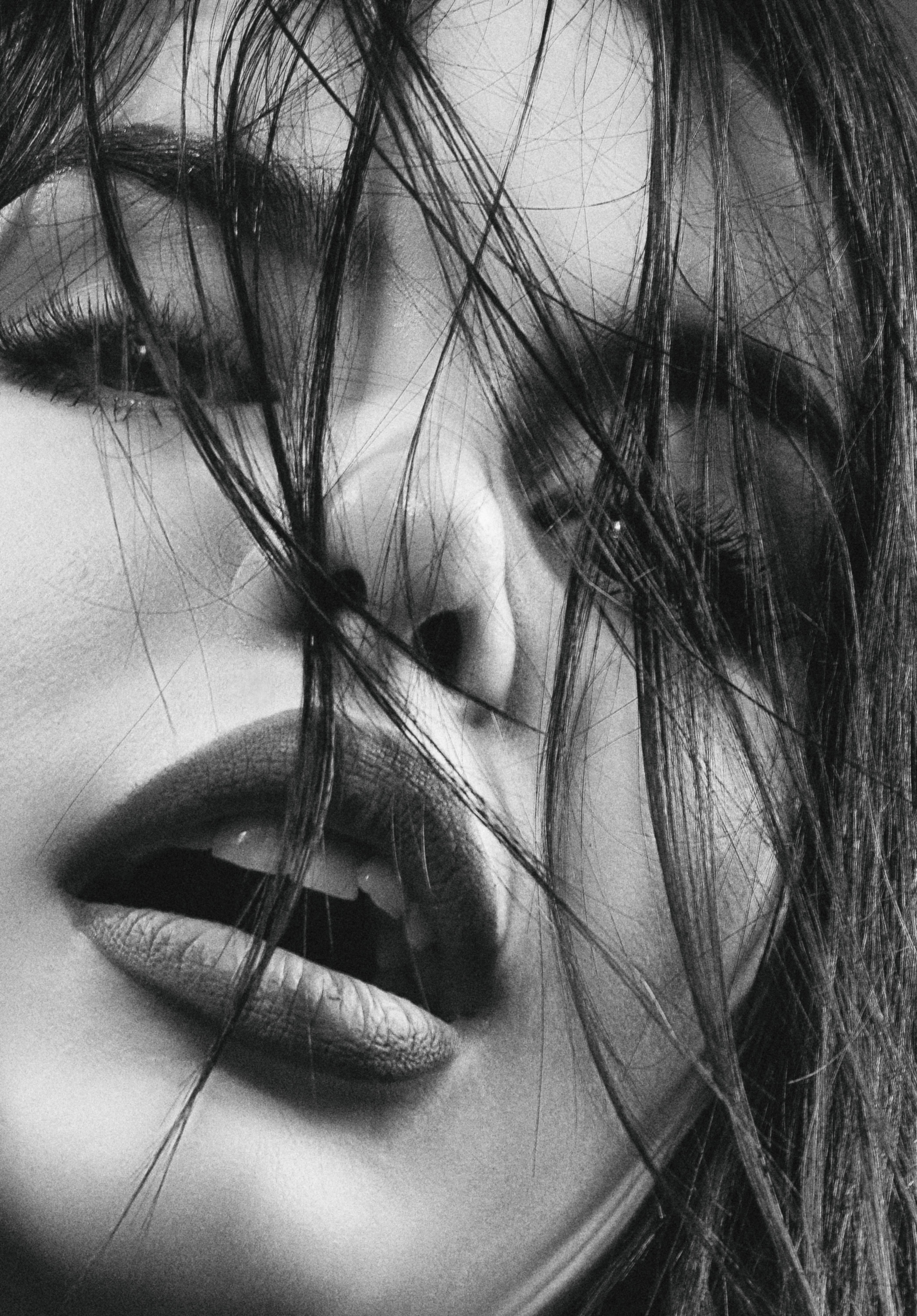 Woman's Face in Grayscale Photography · Free Stock Photo