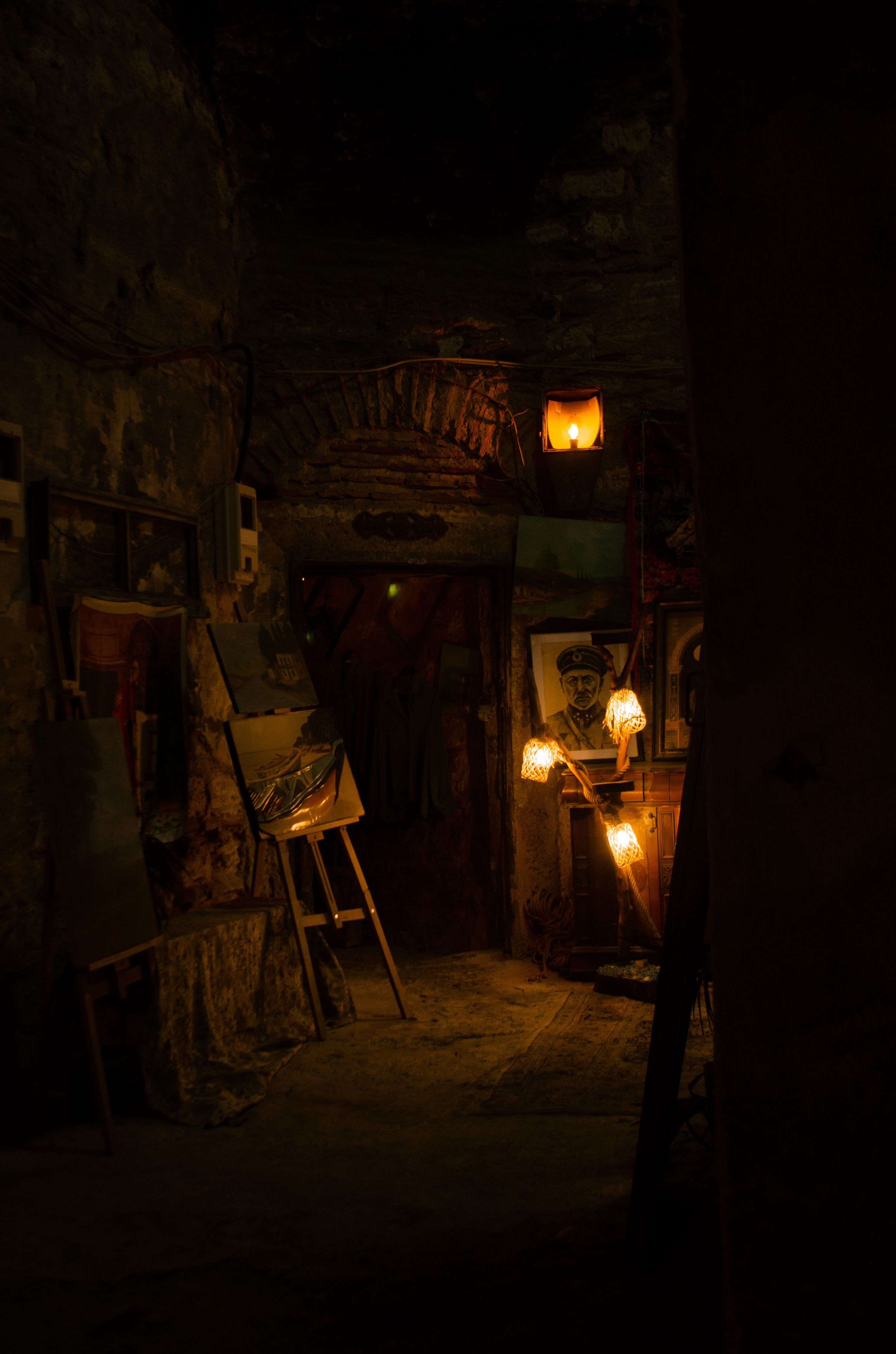 Paintings in Workshop at Night · Free Stock Photo