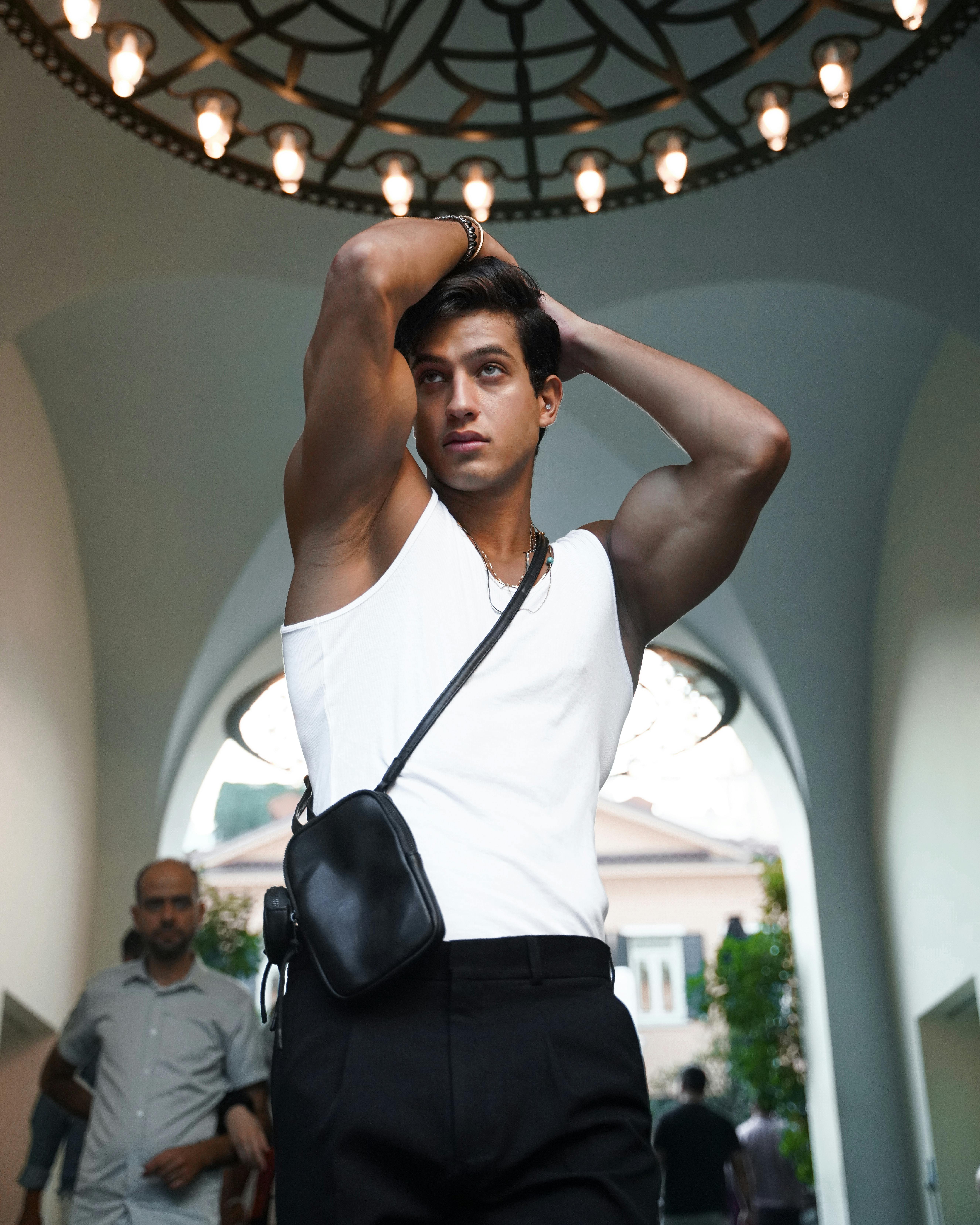 Portrait of a Man with a Fire Hydrant · Free Stock Photo