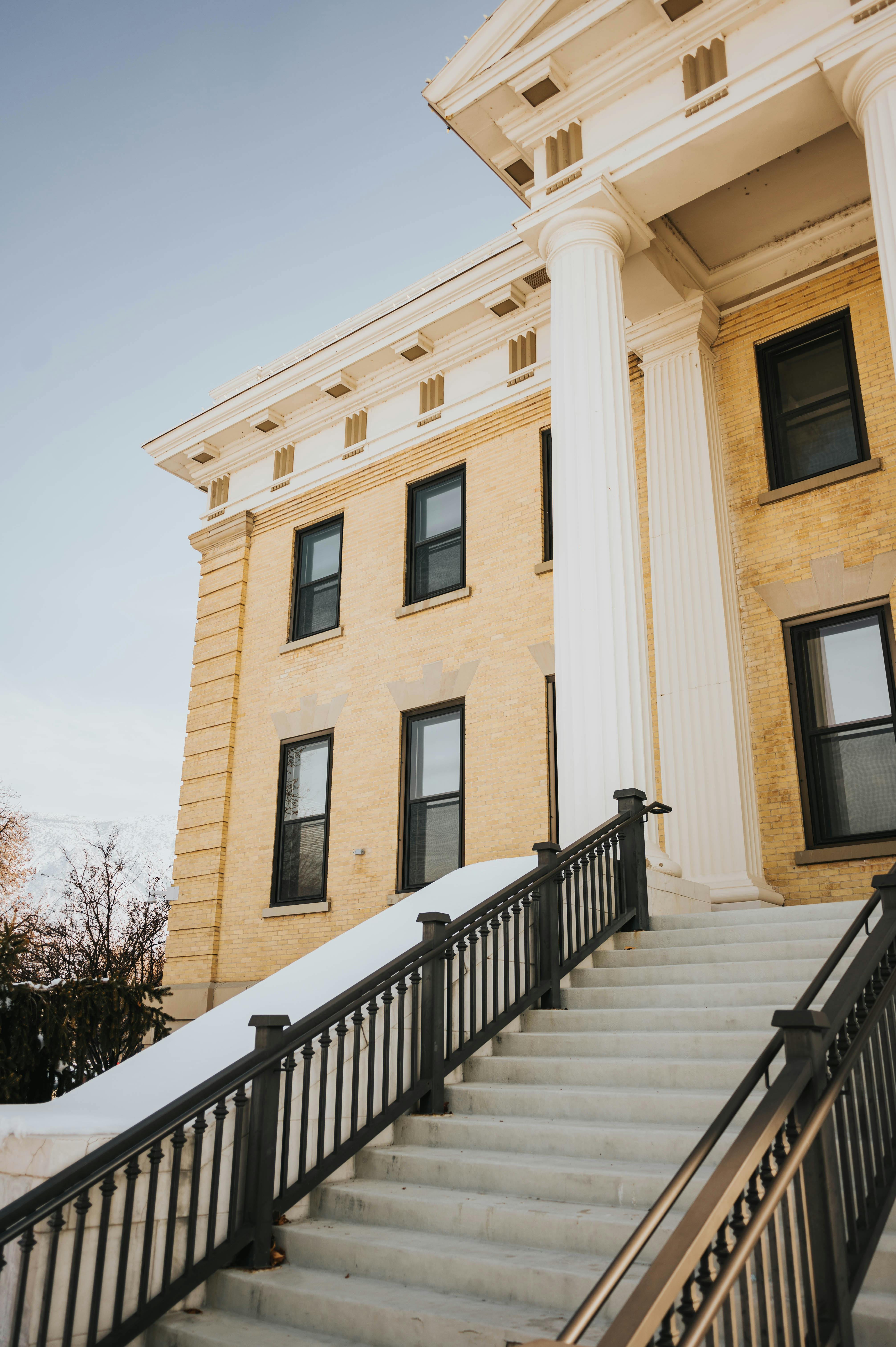 Facade of the Box Elder County Courthouse in Brigham City, Utah, USA ...