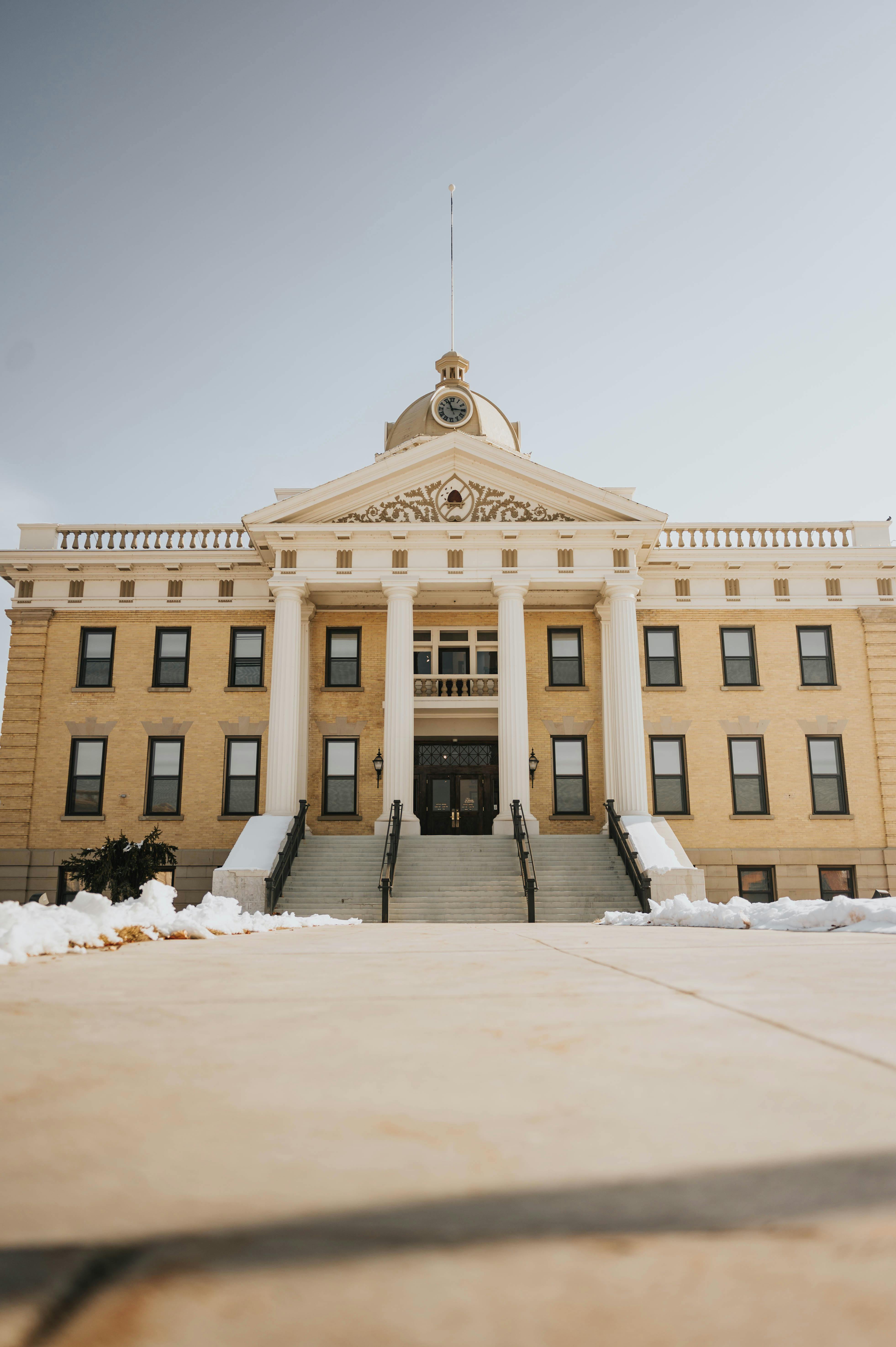 Facade of the Box Elder County Courthouse in Brigham City, Utah, USA ...
