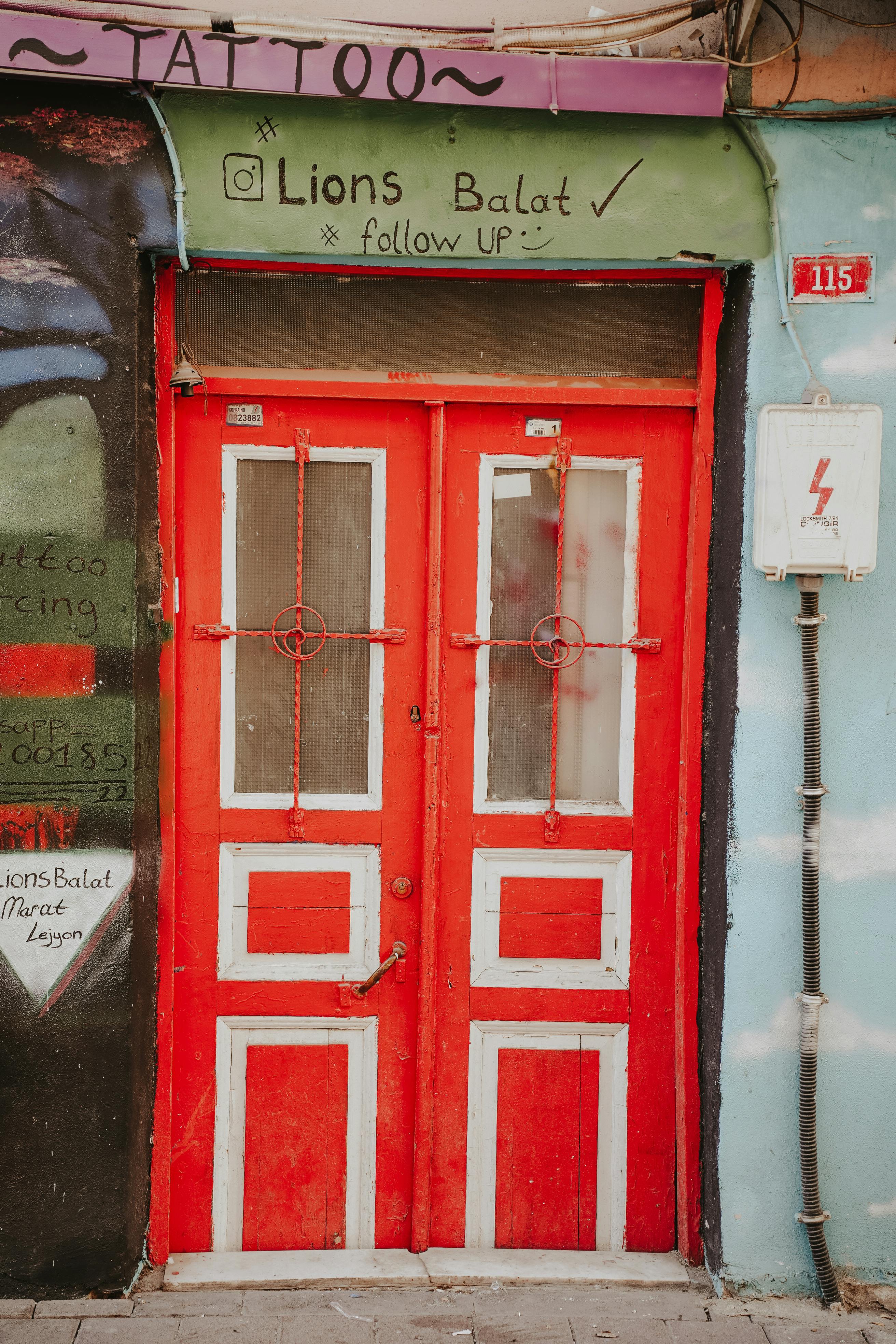Decorated Red Door · Free Stock Photo