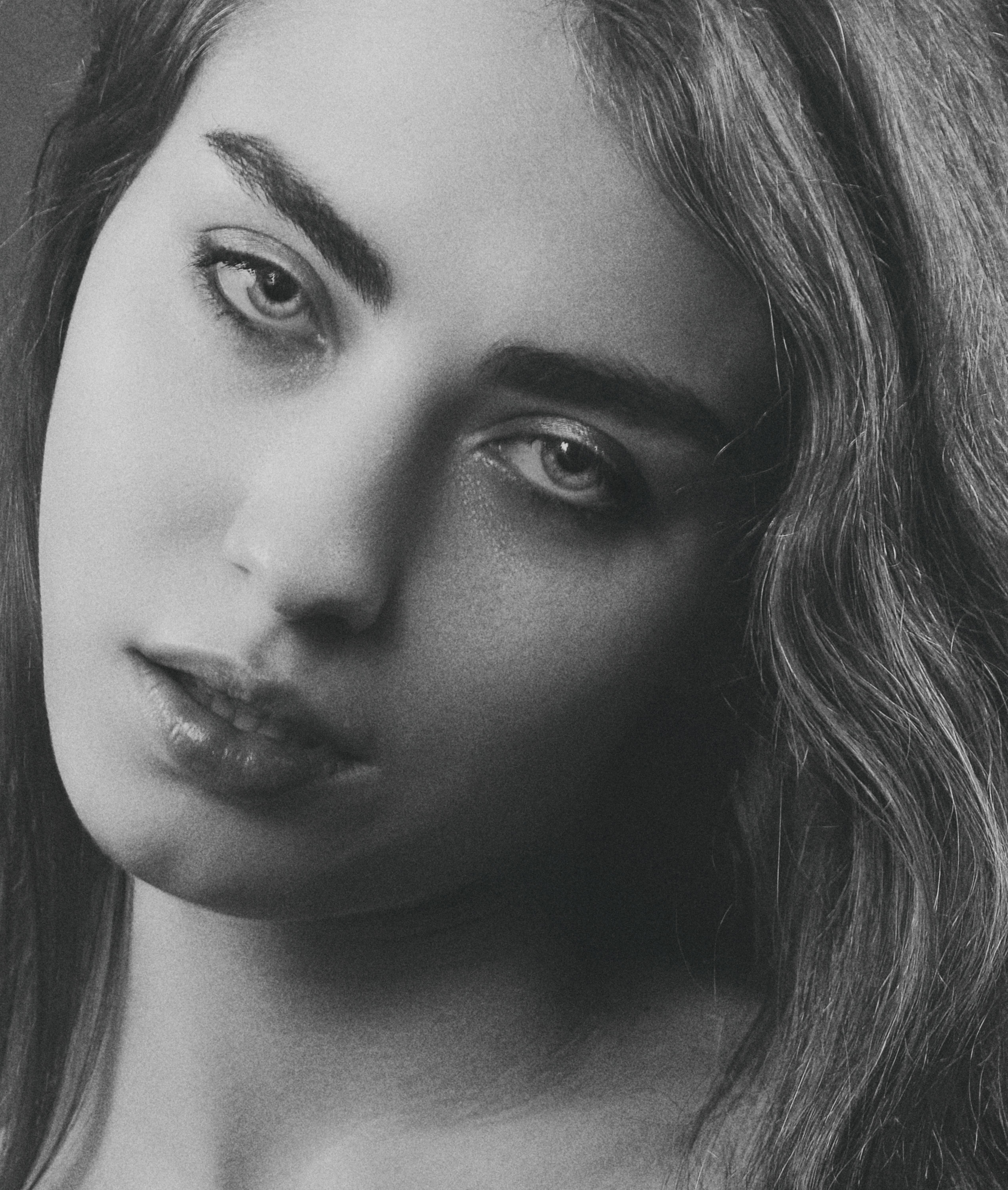 Grayscale Photo of Woman's Face · Free Stock Photo