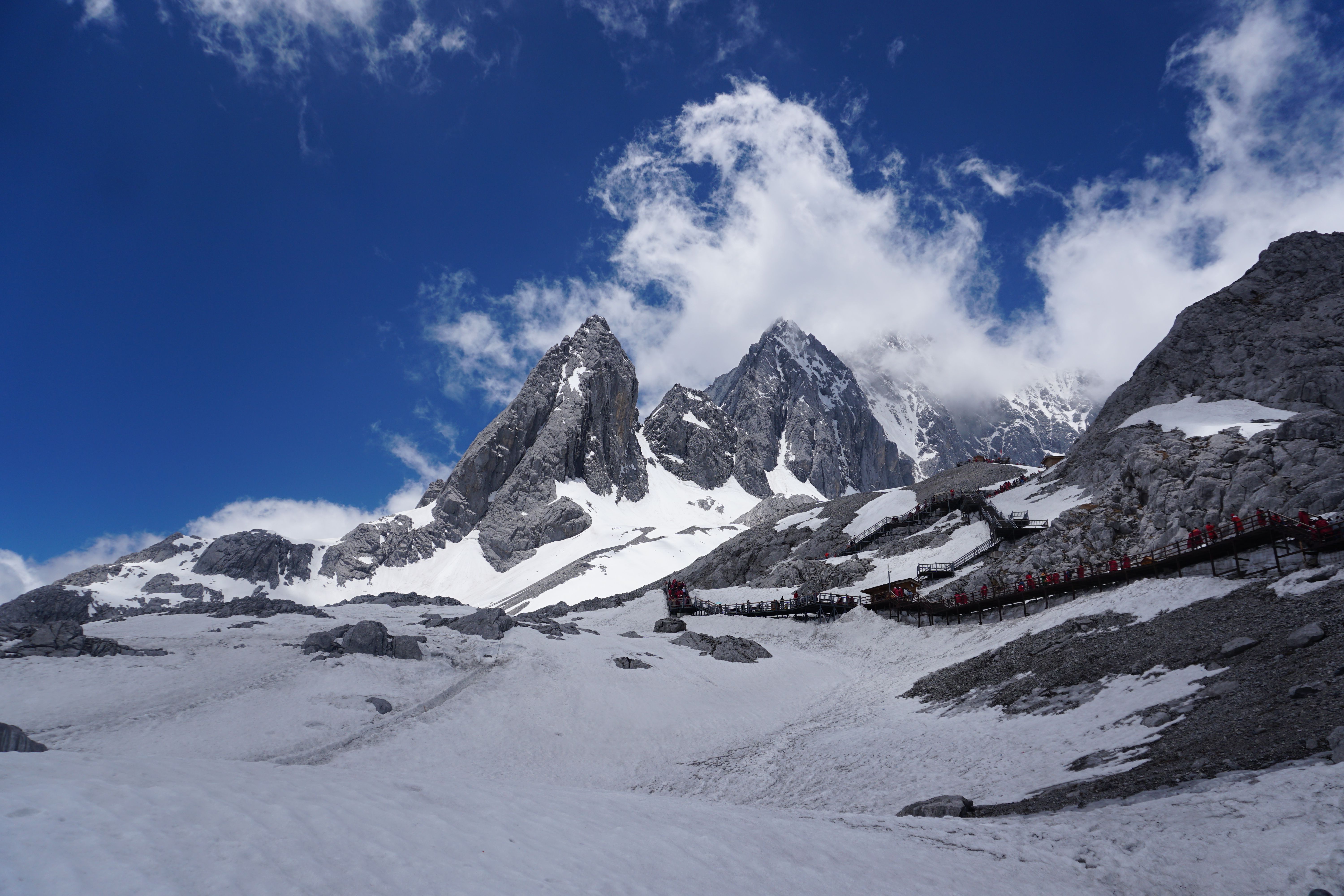 Hikers on the Jade Dragon Snow Mountain Trail in China · Free Stock Photo