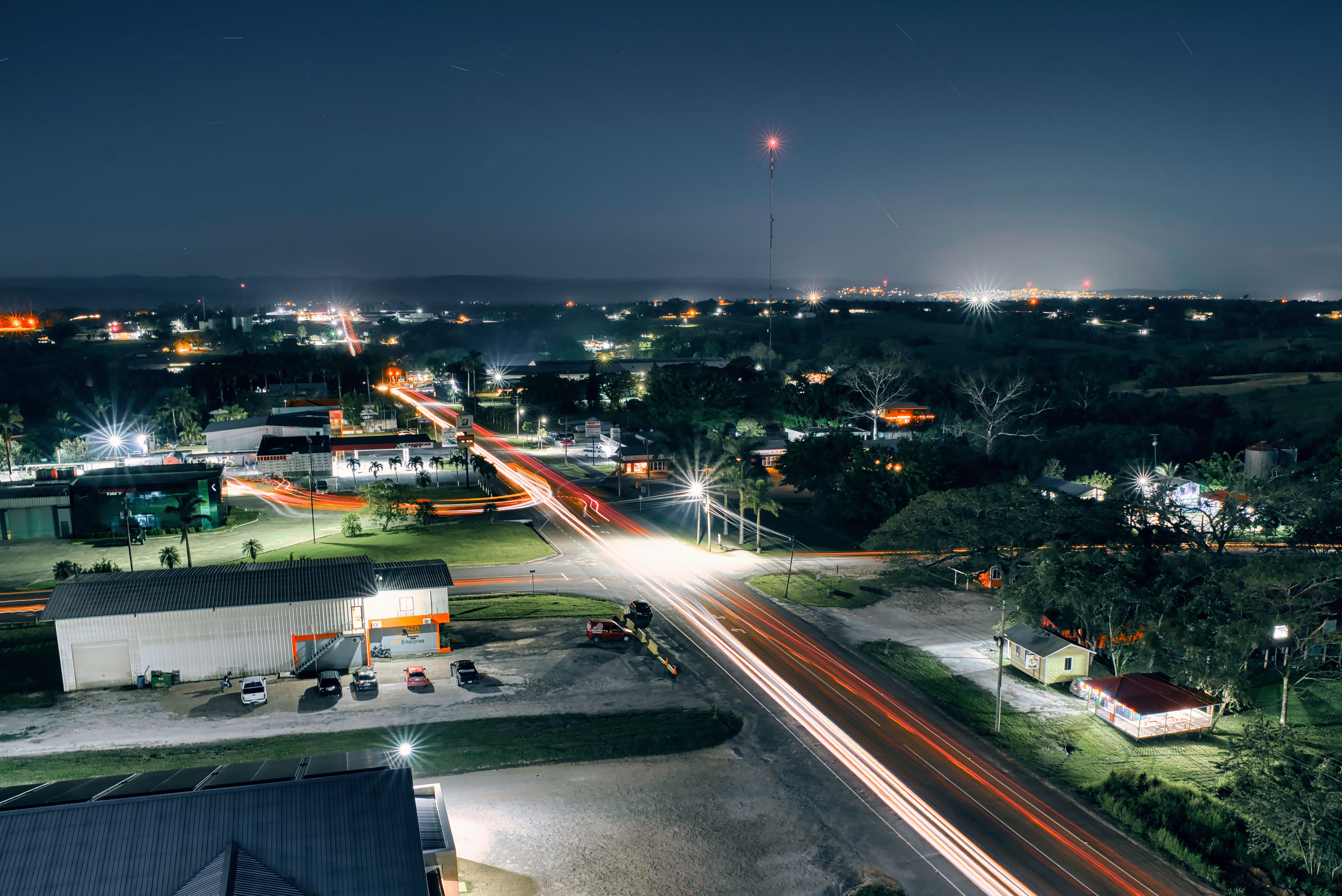 City Street with Light Trails · Free Stock Photo