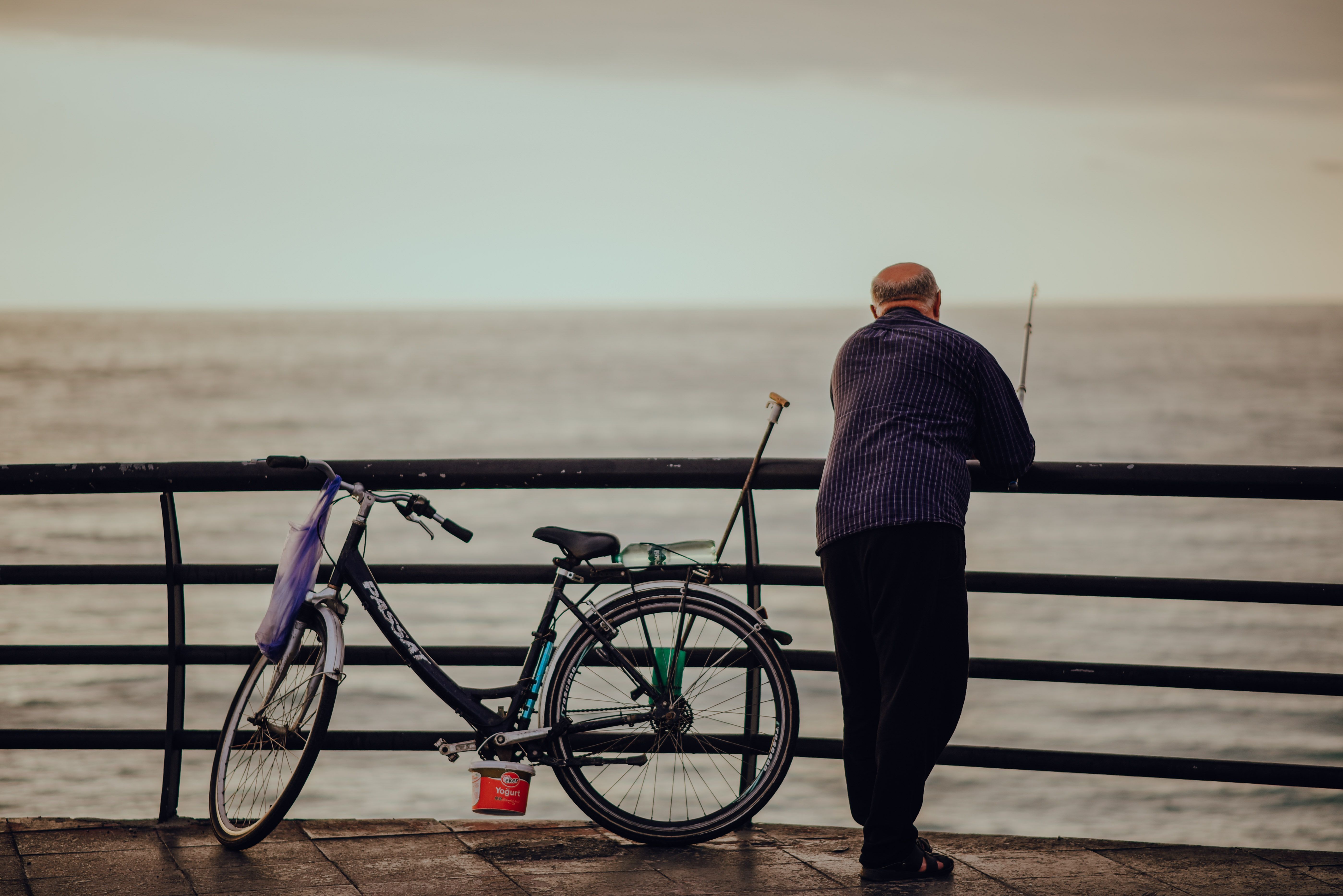 Bicycle by Railing on Sea Shore · Free Stock Photo
