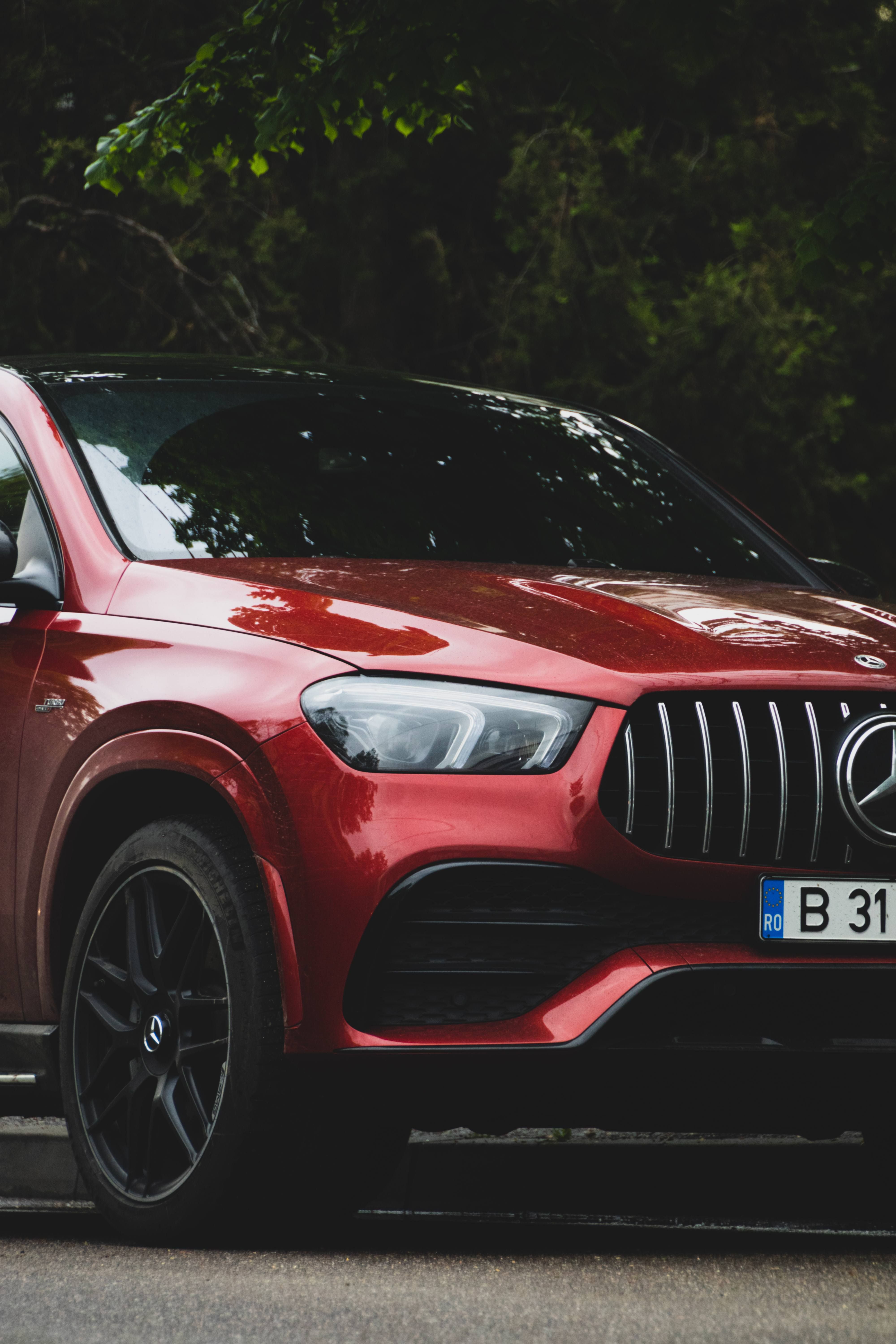 Front of a Red Mercedes · Free Stock Photo