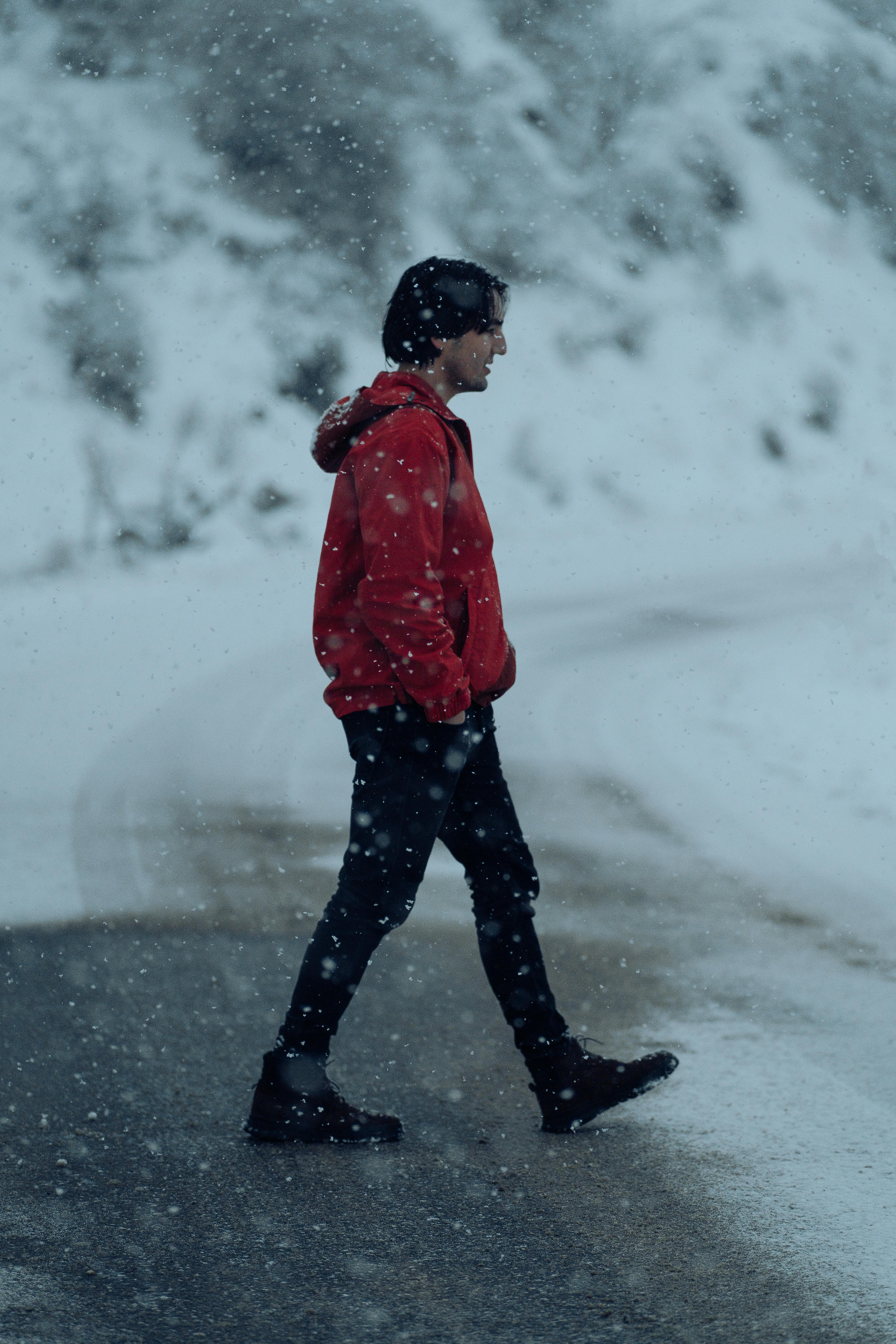 Man Walking in Jacket in Snow · Free Stock Photo