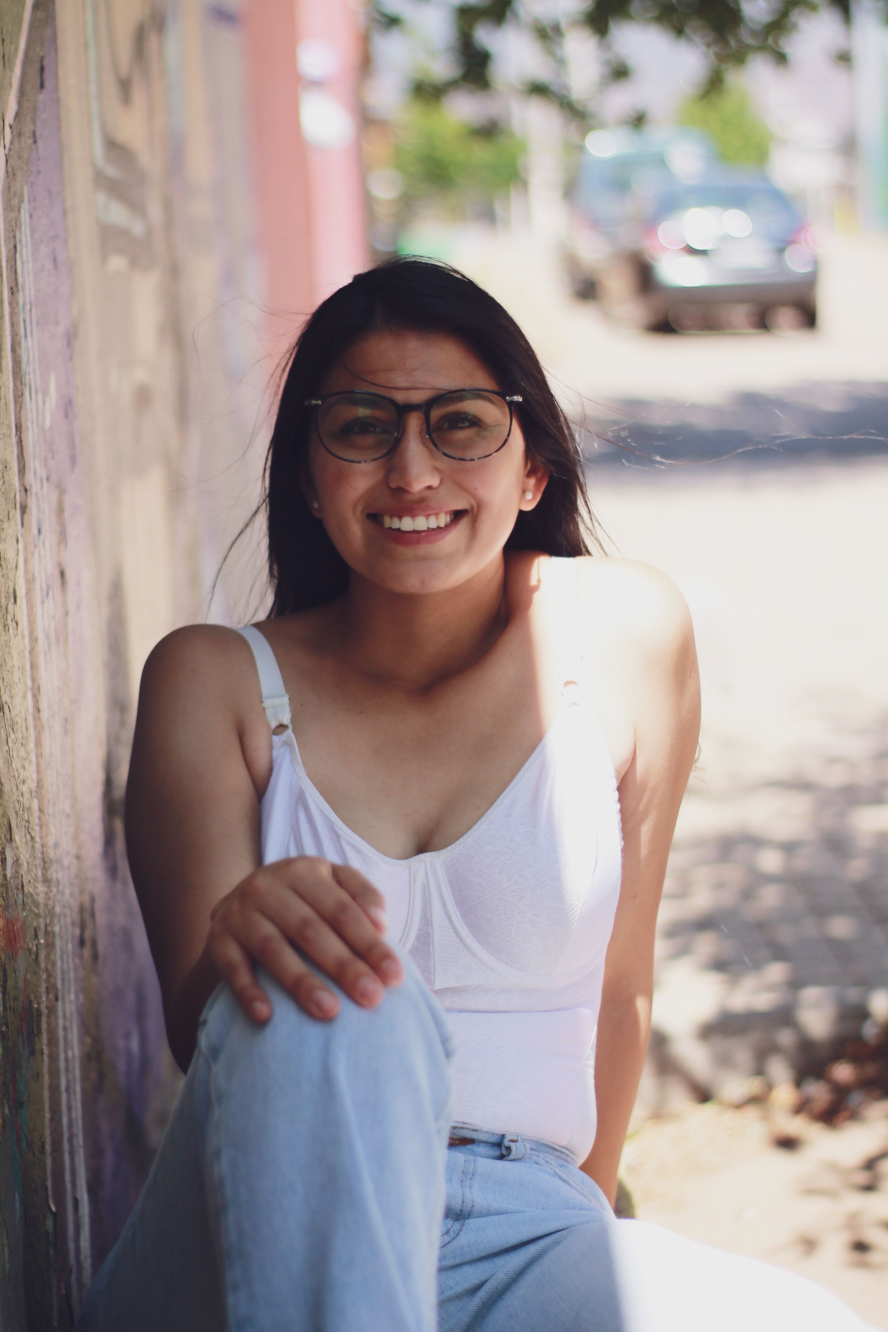 Smiling Woman in White Tank Top · Free Stock Photo