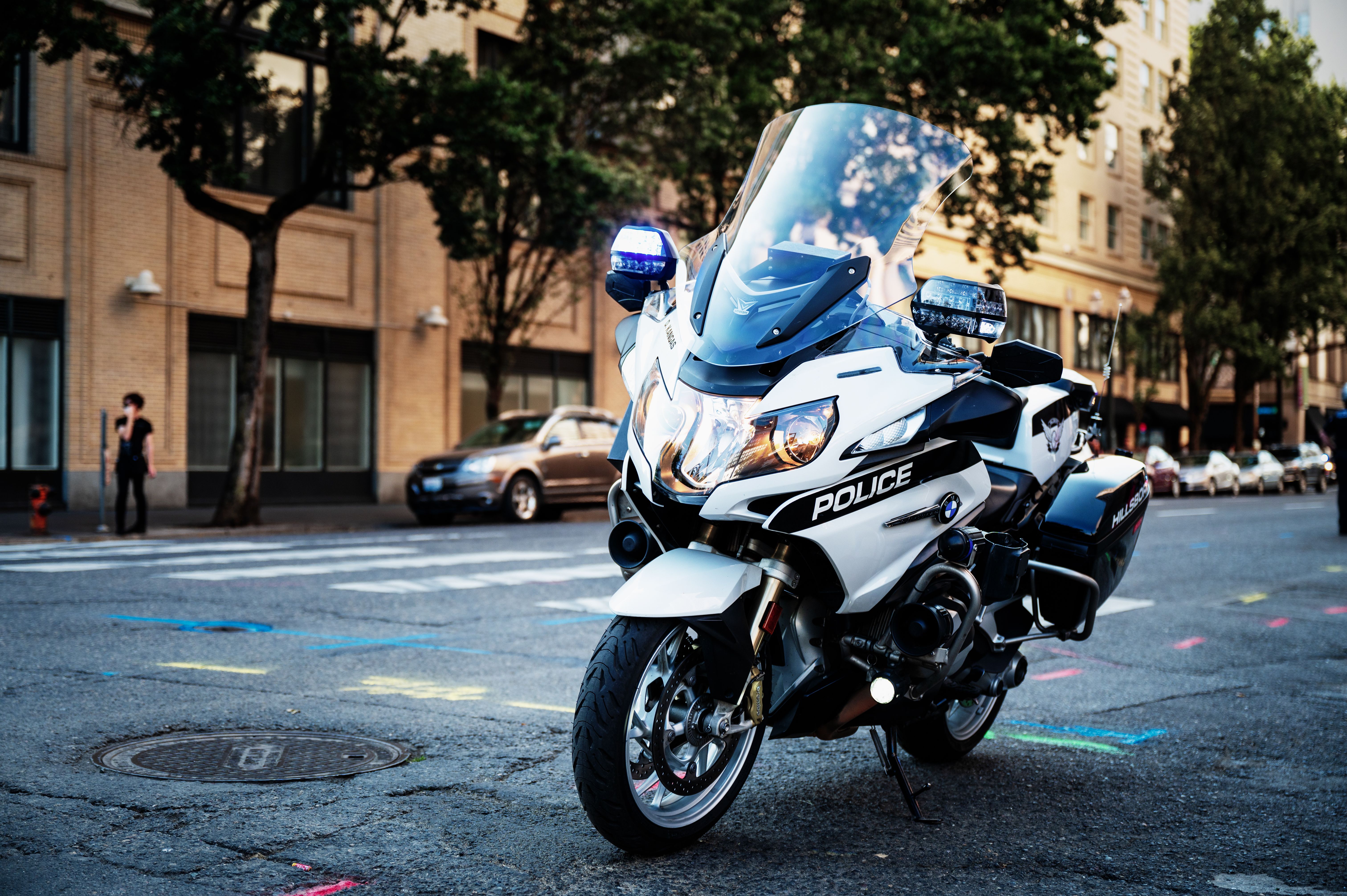 Police Motorcycle Parked on Street · Free Stock Photo