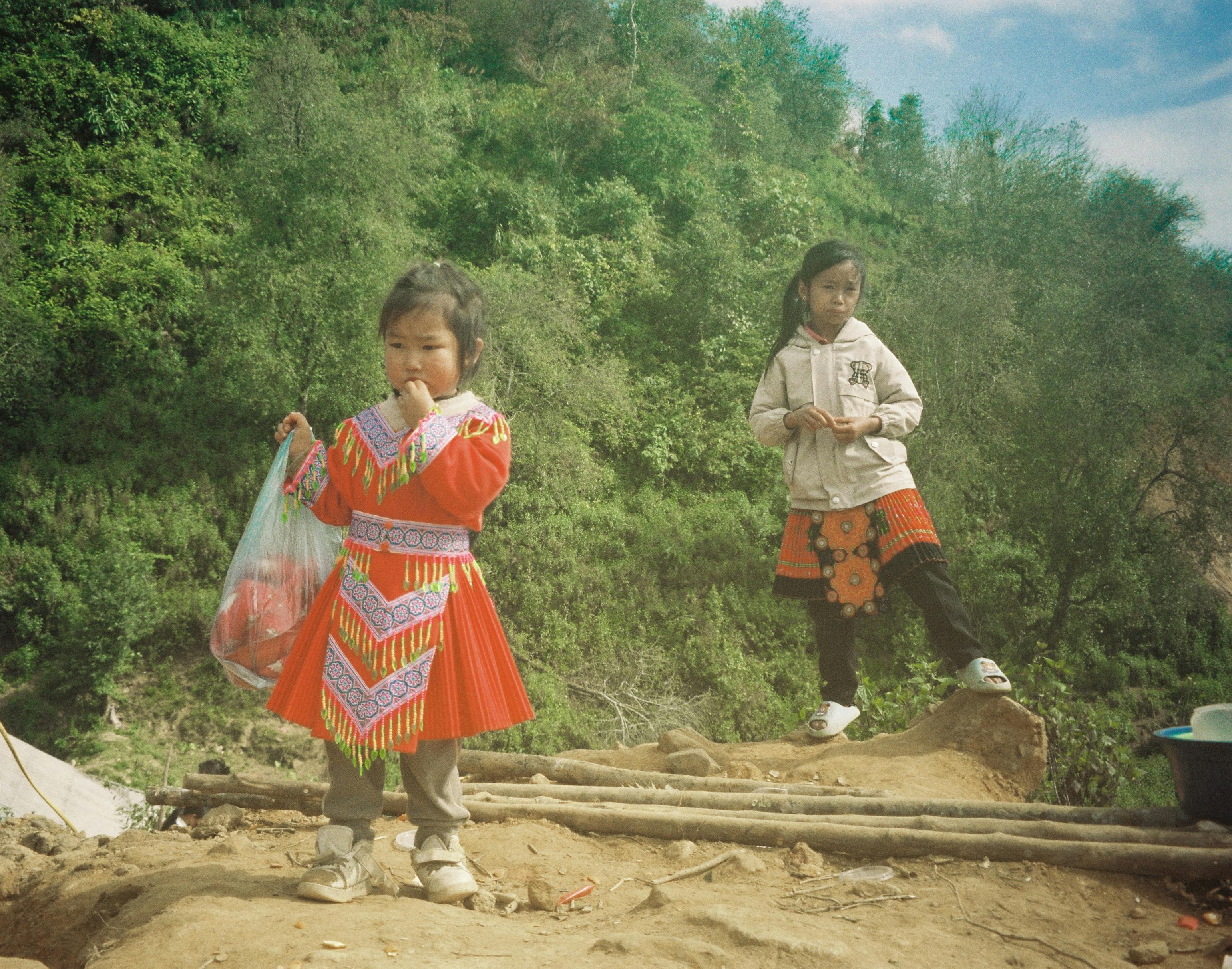 Little Girls from a Vietnamese Village in Traditional Dresses · Free ...