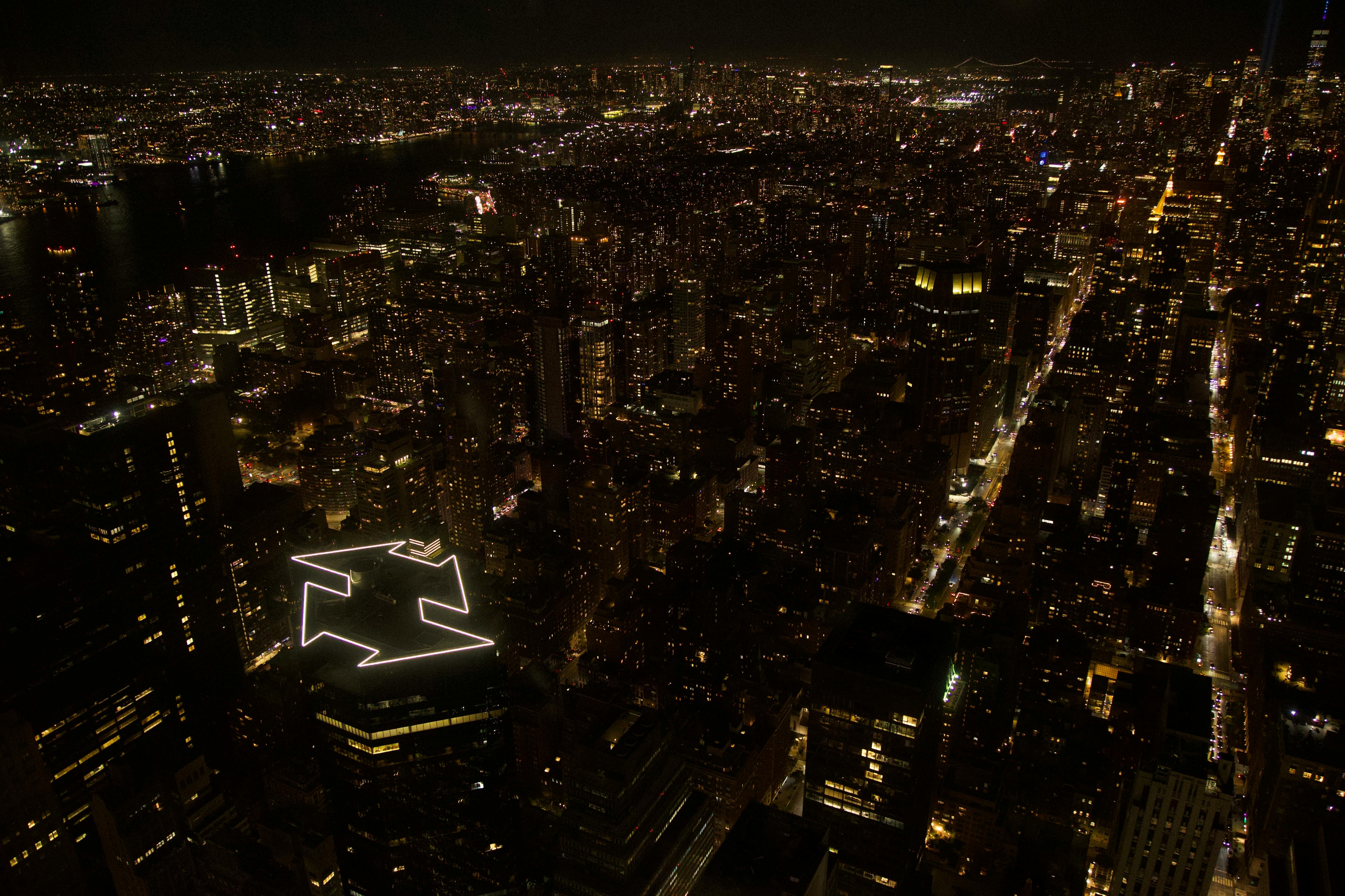 Aerial View Of City Buildings At Night · Free Stock Photo