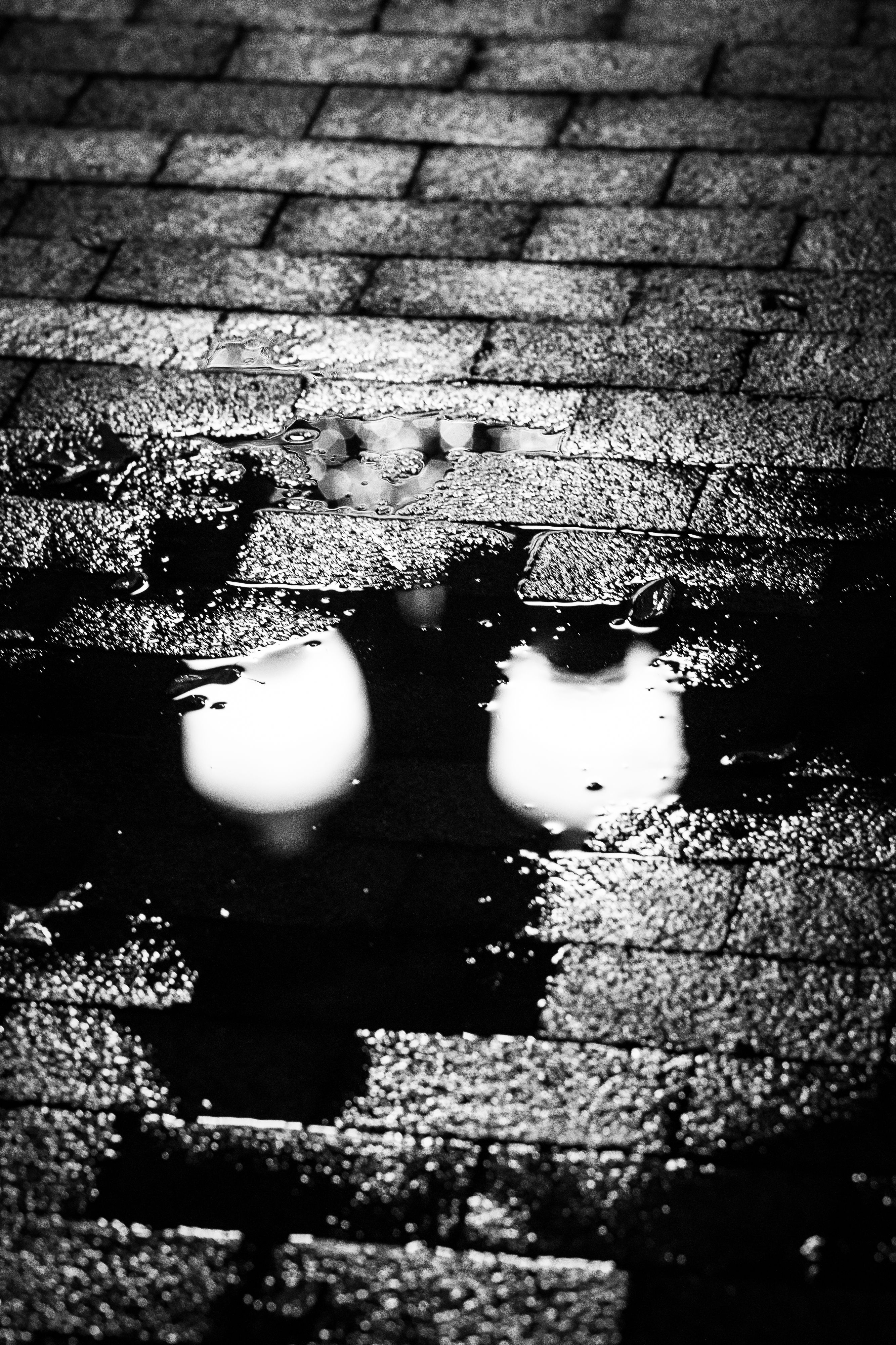 Streetlights Reflected in Puddle · Free Stock Photo