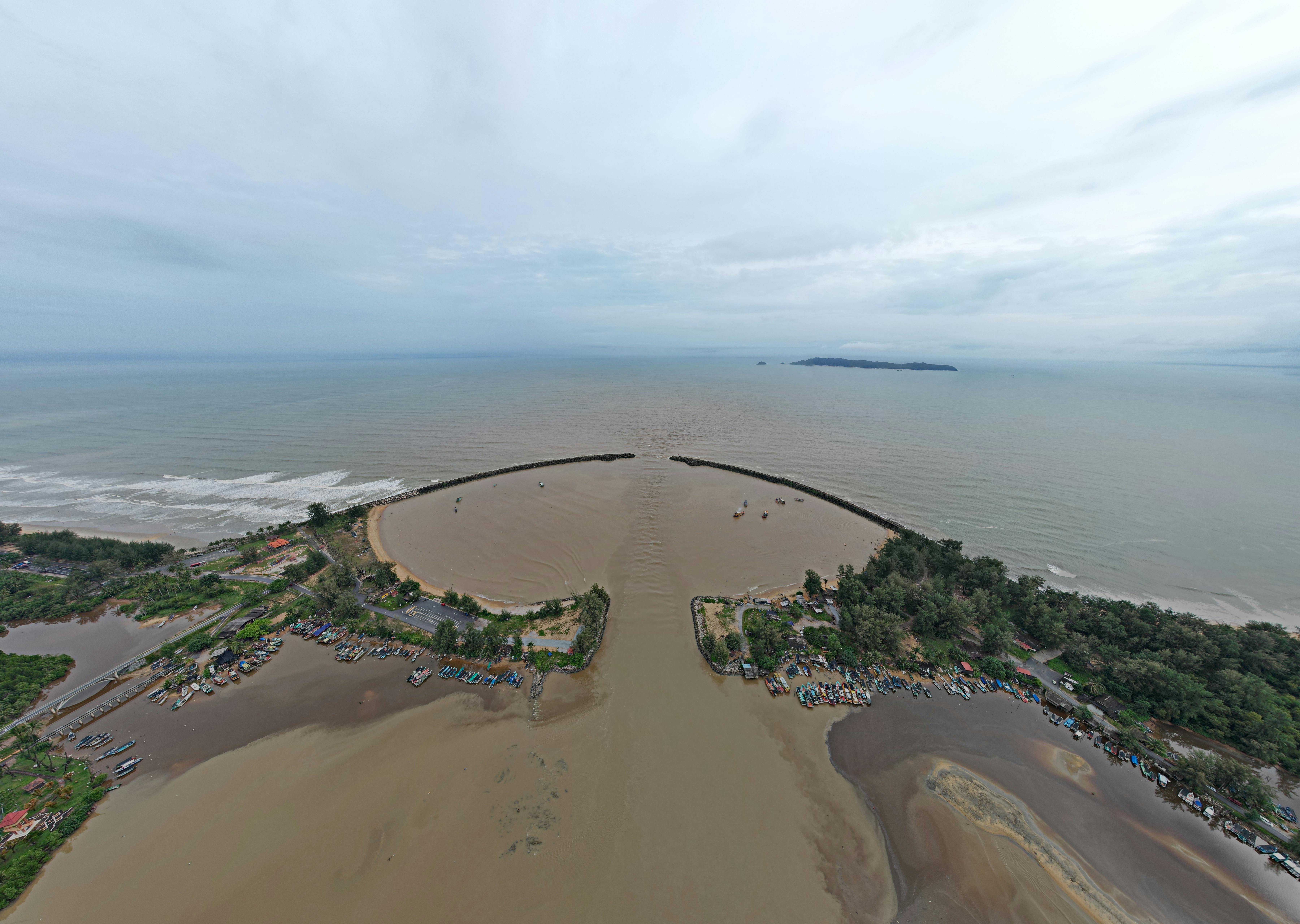 Aerial View of a River Mouth Flowing into the Sea · Free Stock Photo
