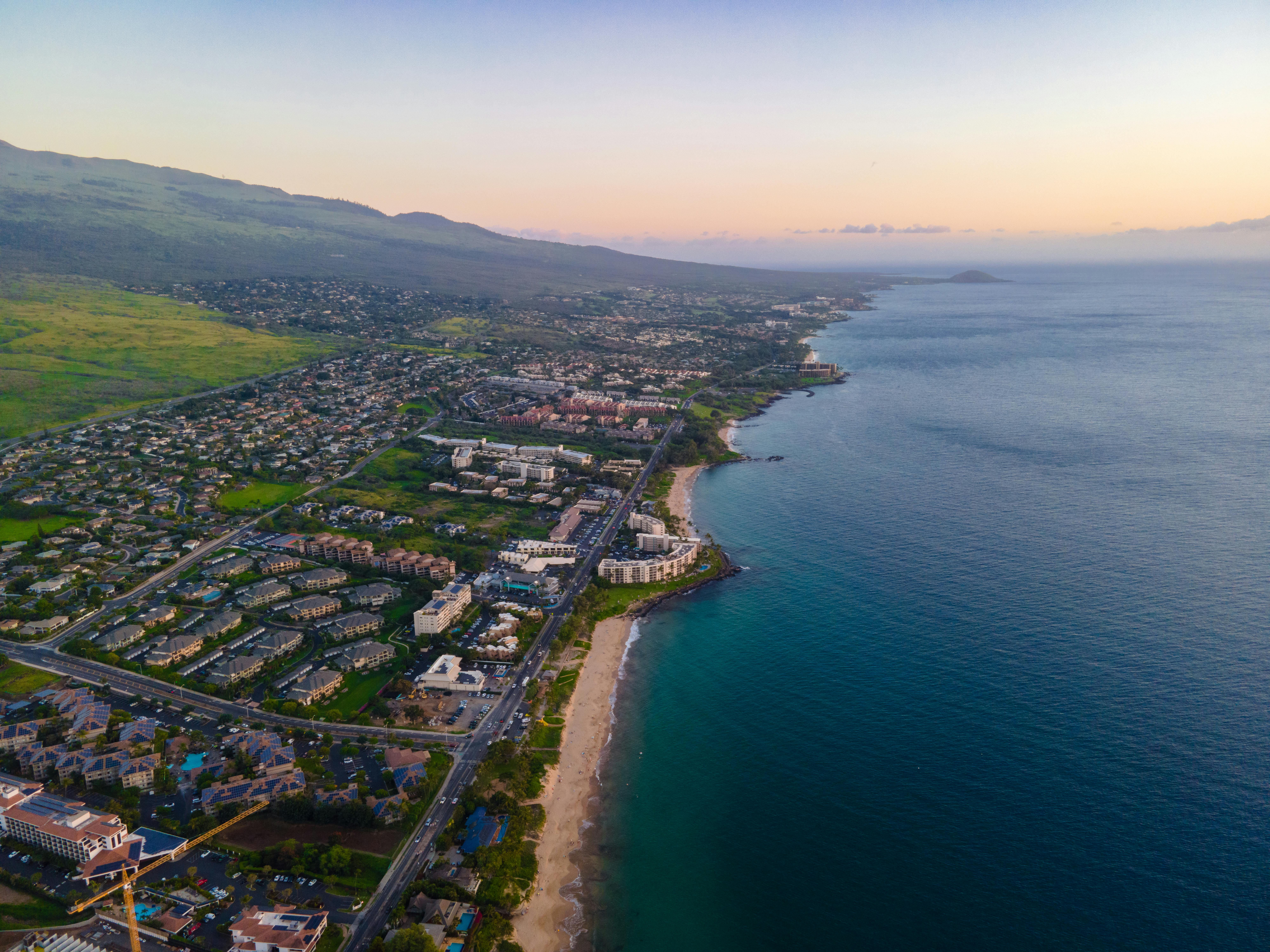 Coastal Town and Seashore in Birds Eye View · Free Stock Photo