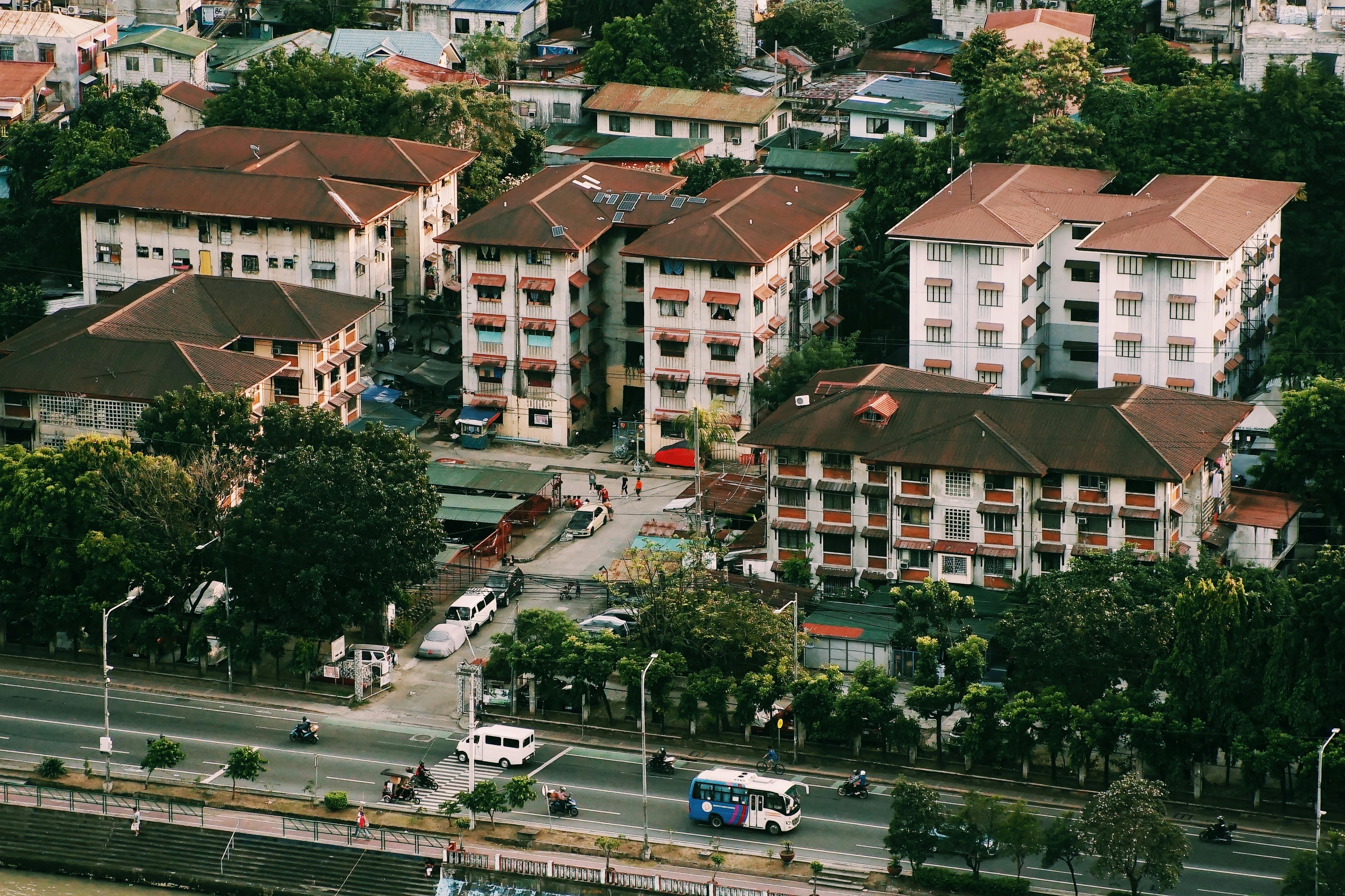Aerial View of Blocks of Flats and a City Street · Free Stock Photo
