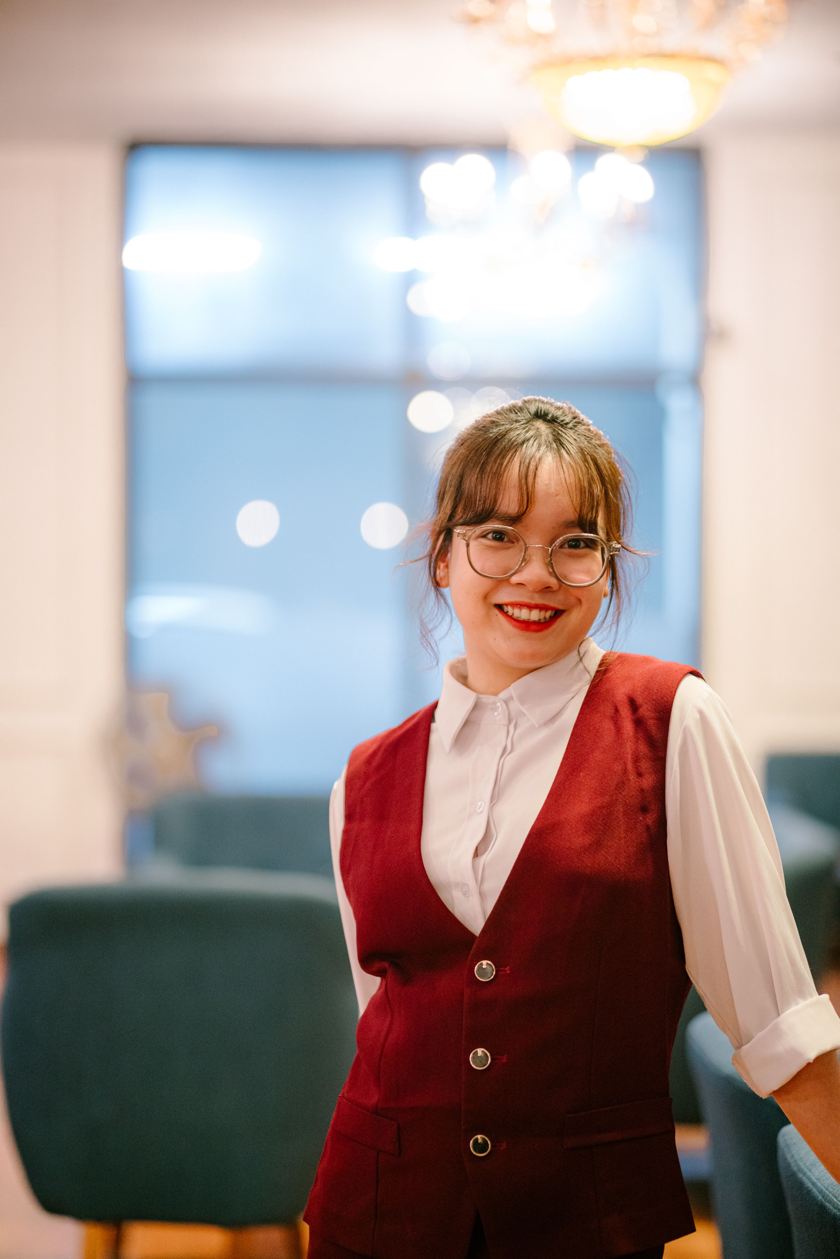 Woman Posing by Food Bar Counter · Free Stock Photo
