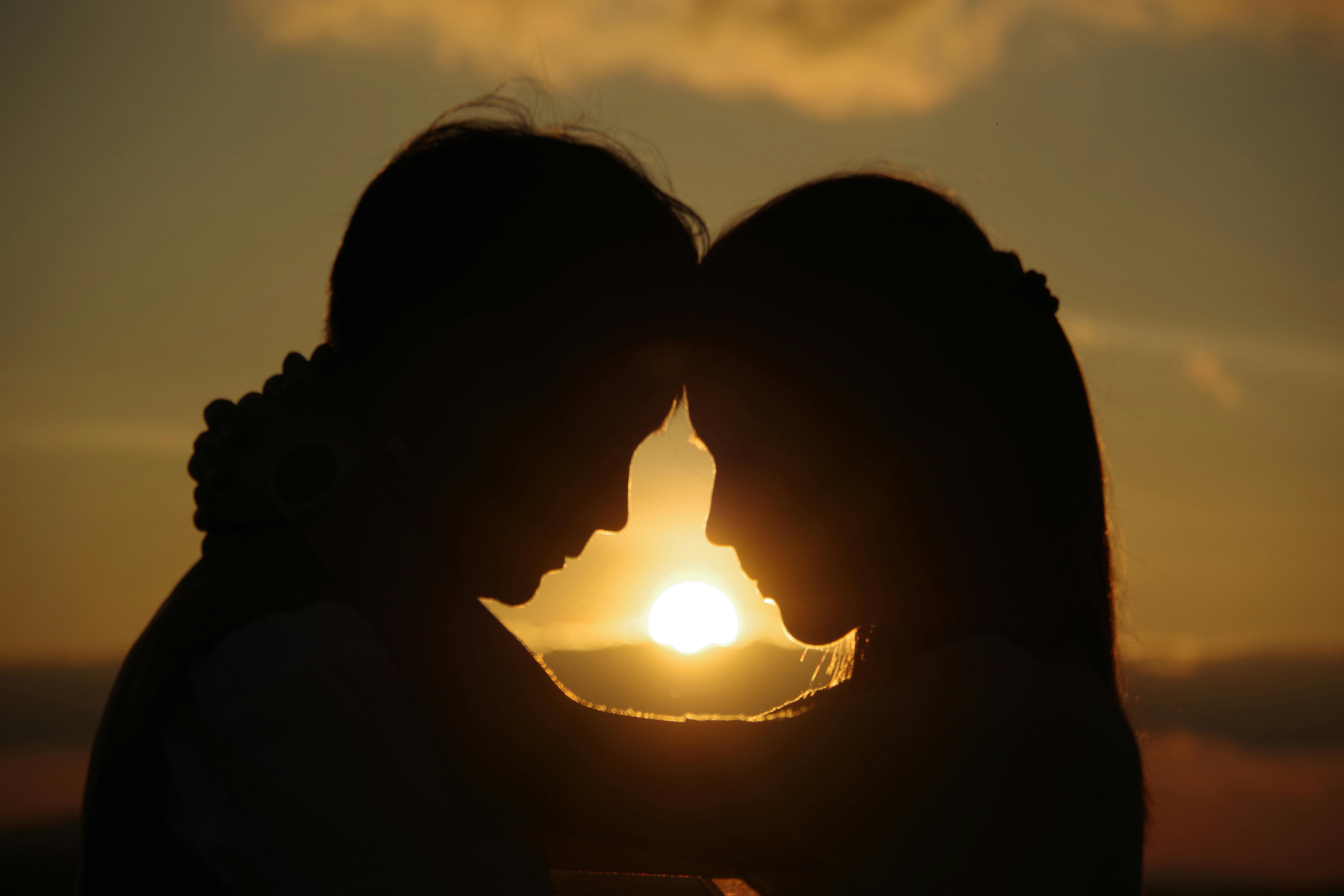Silhouette Photo of Man Doing Heart Sign during Golden Hour · Free ...