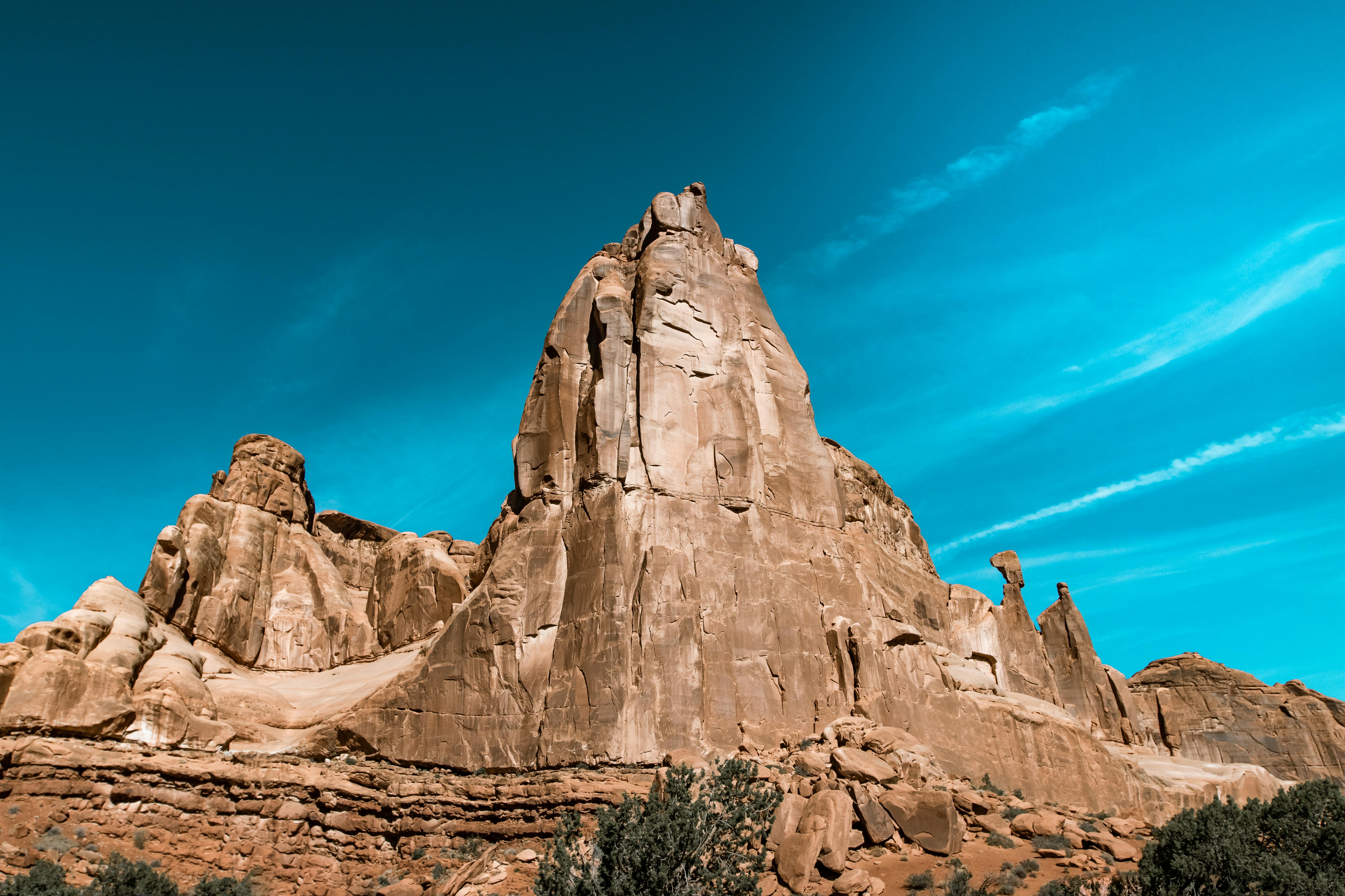 Landscape Photography of Rock Formation Near Highway · Free Stock Photo