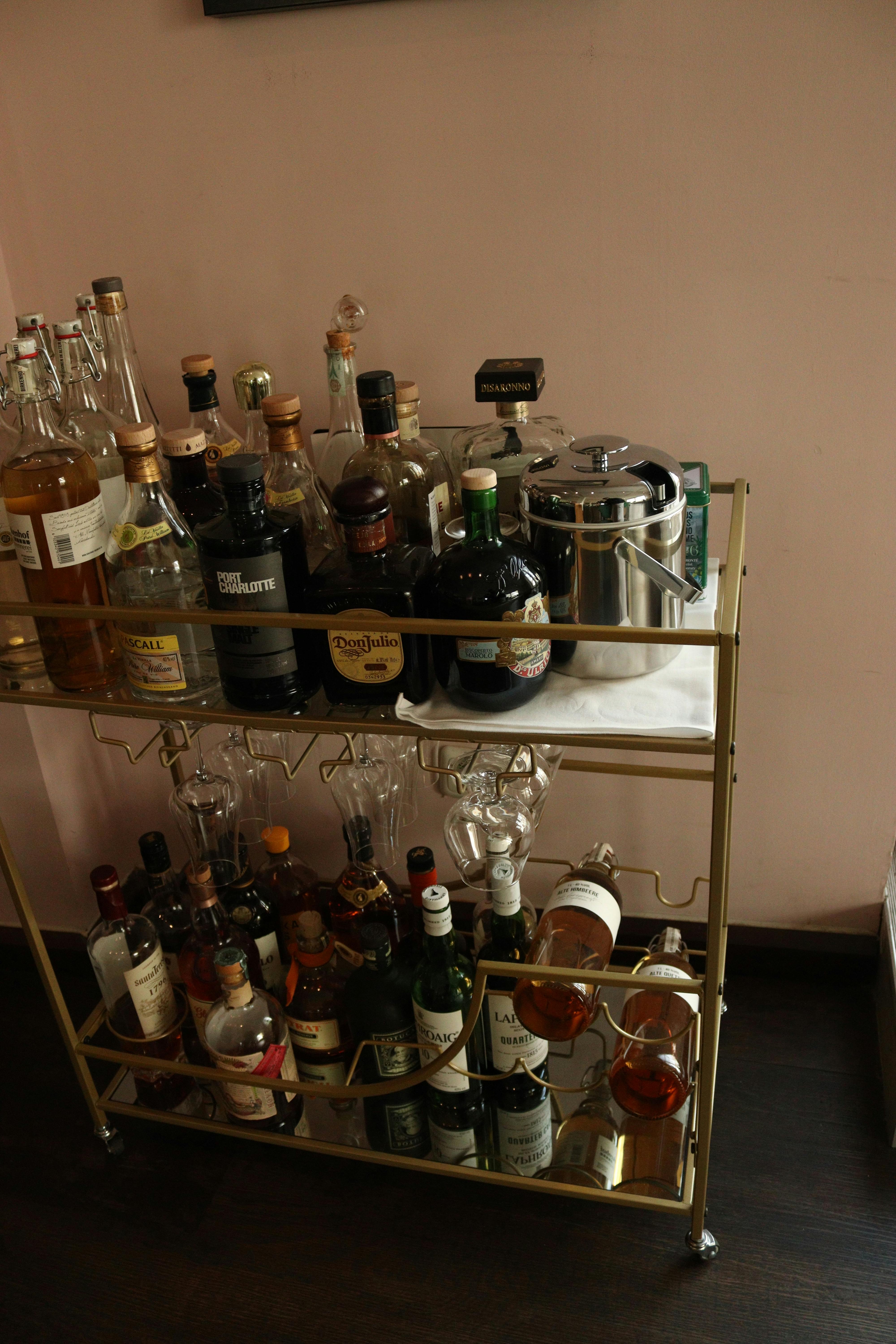 Bottles of Alcohol on a Cart · Free Stock Photo