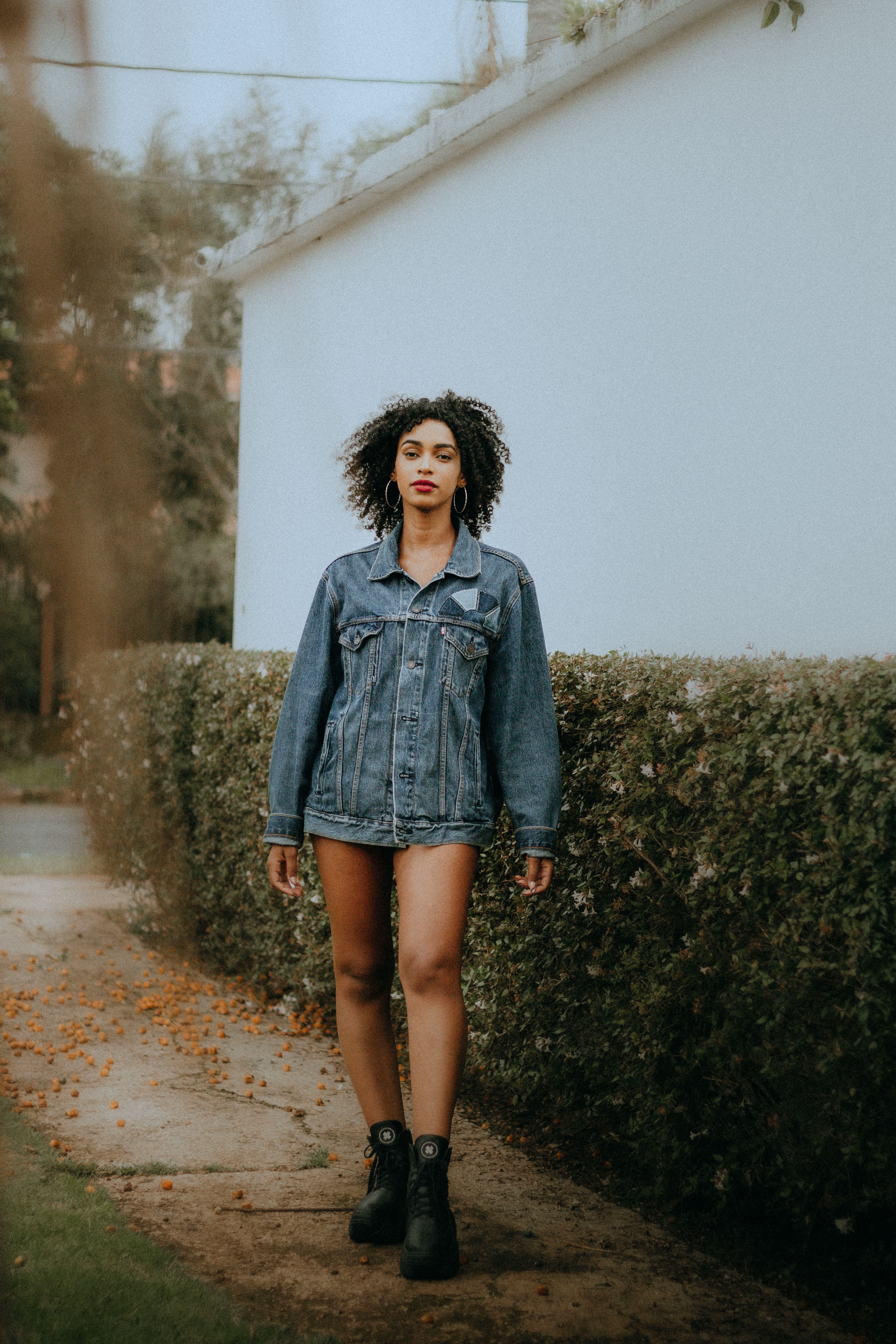 Young Woman in a Modern Denim Outfit · Free Stock Photo