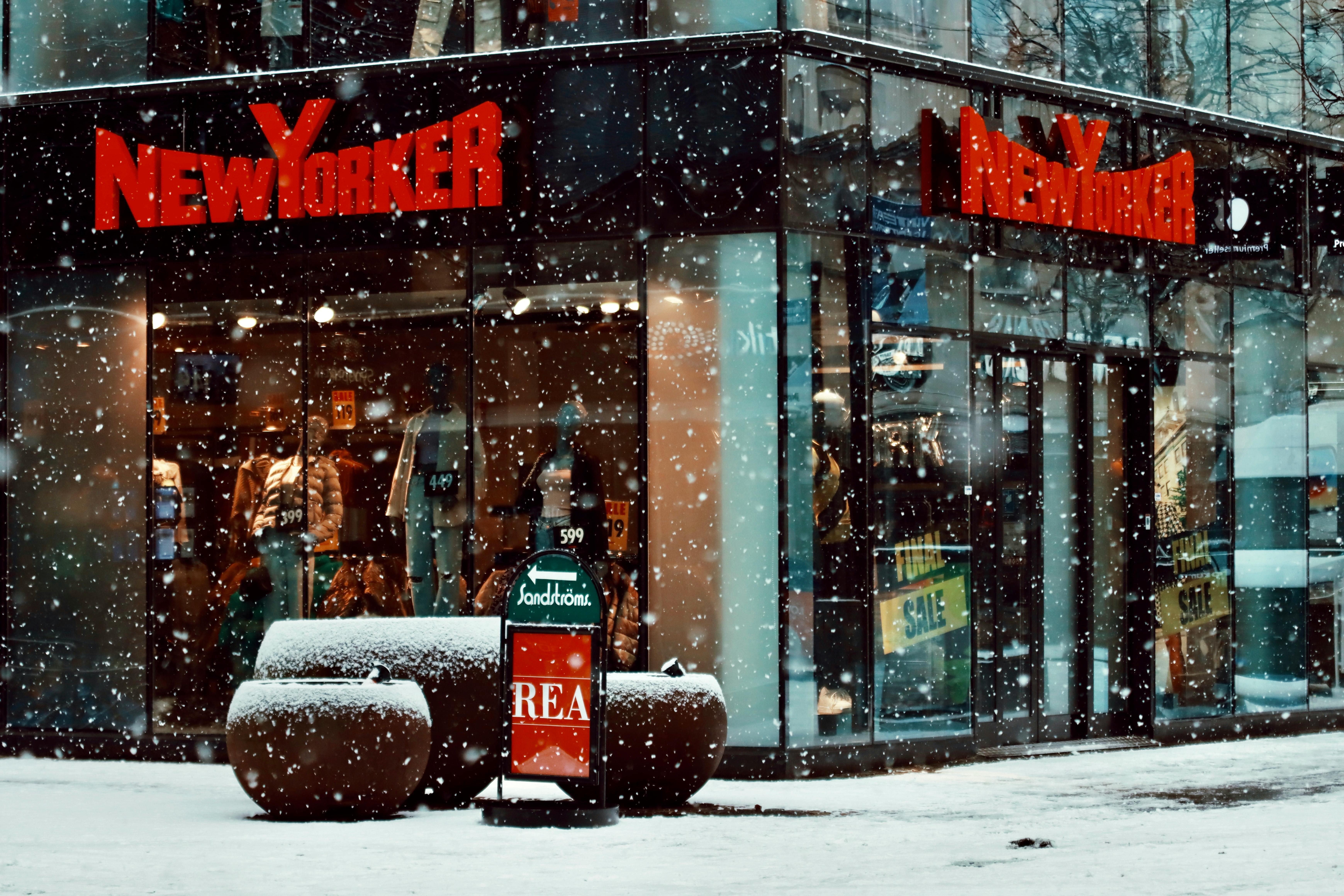Clothing Store while Snowing · Free Stock Photo