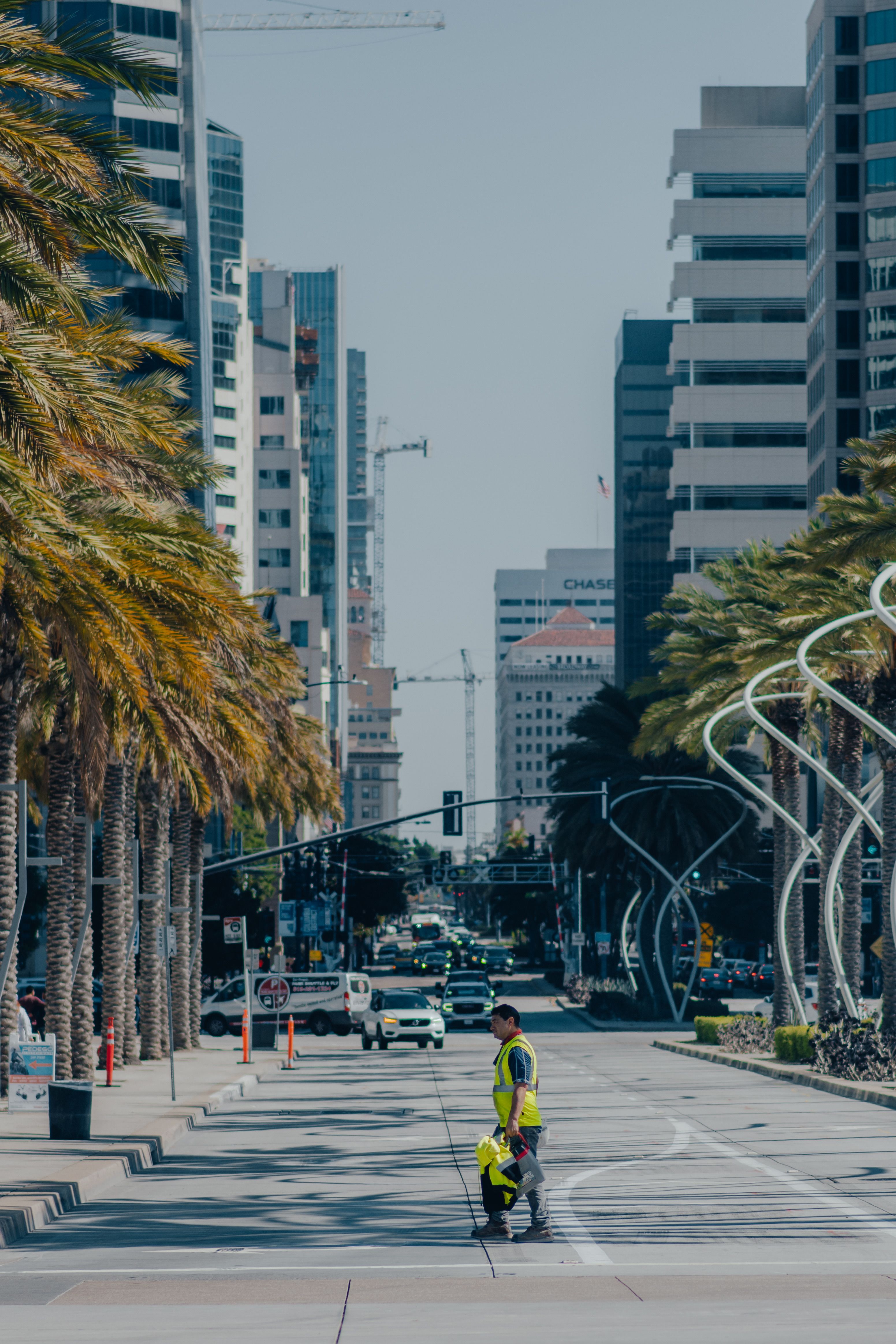 City Street between High Rise Buildings · Free Stock Photo