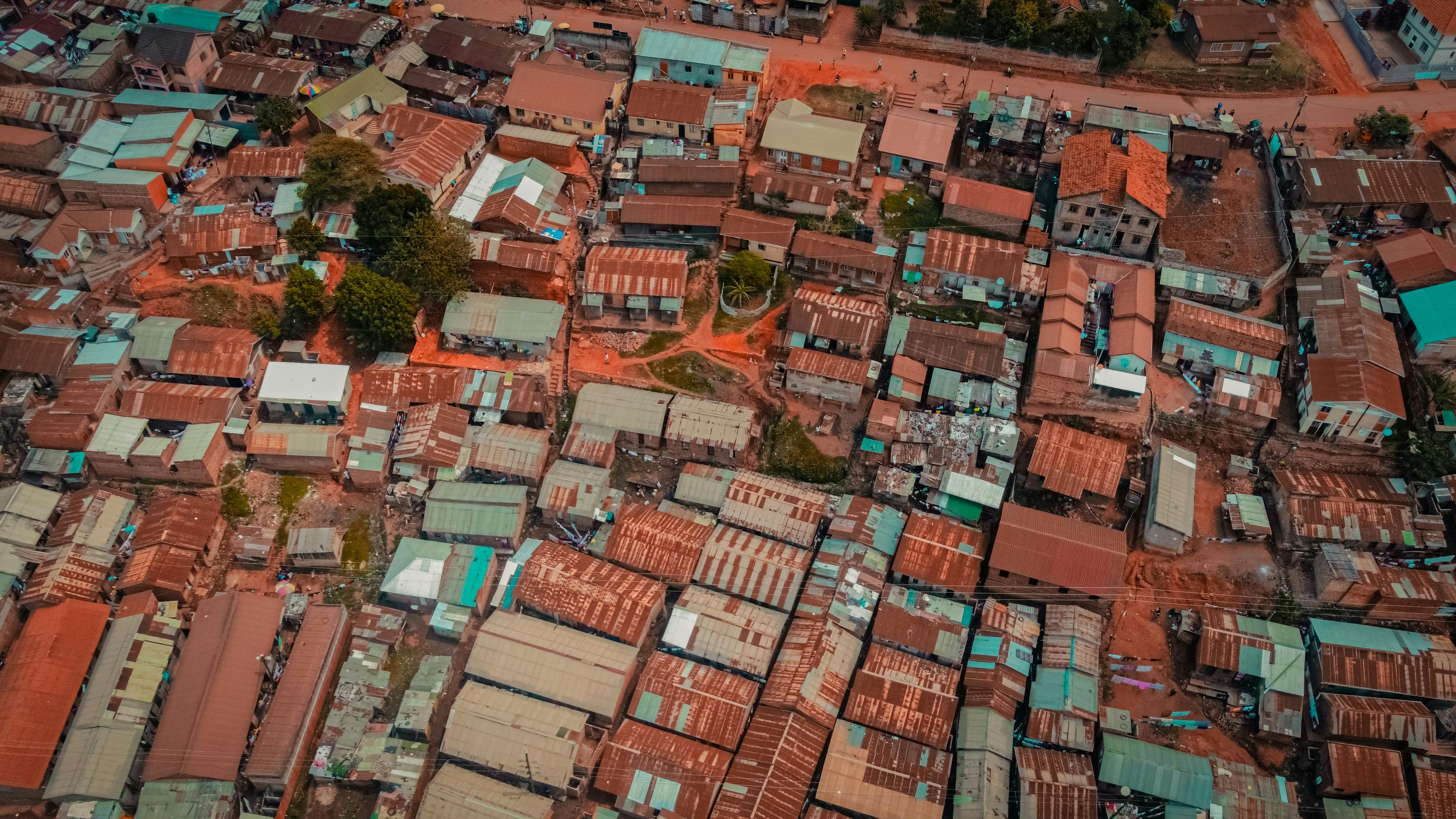 Aerial View of Slum Rooftops · Free Stock Photo