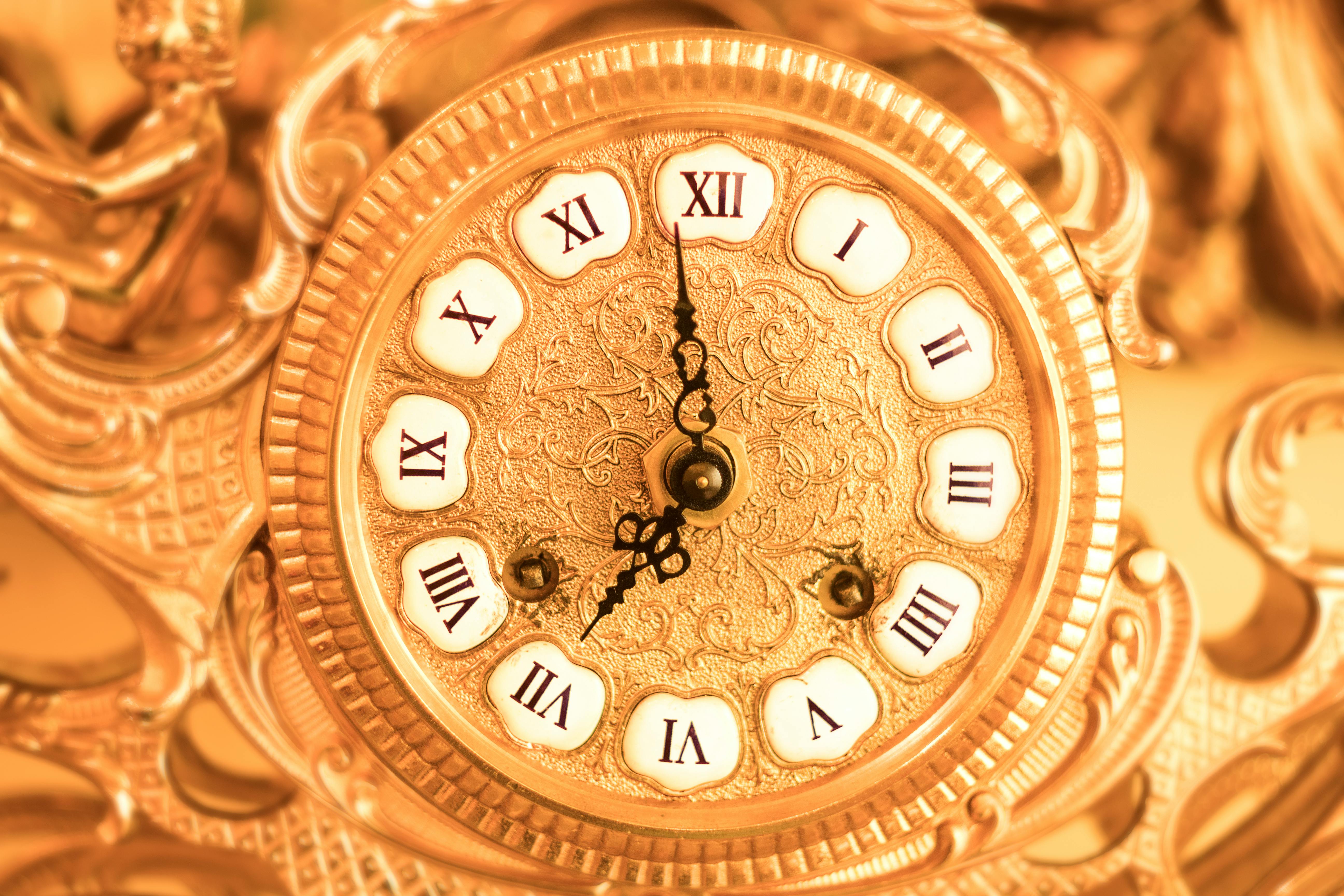Antique Golden Clock · Free Stock Photo