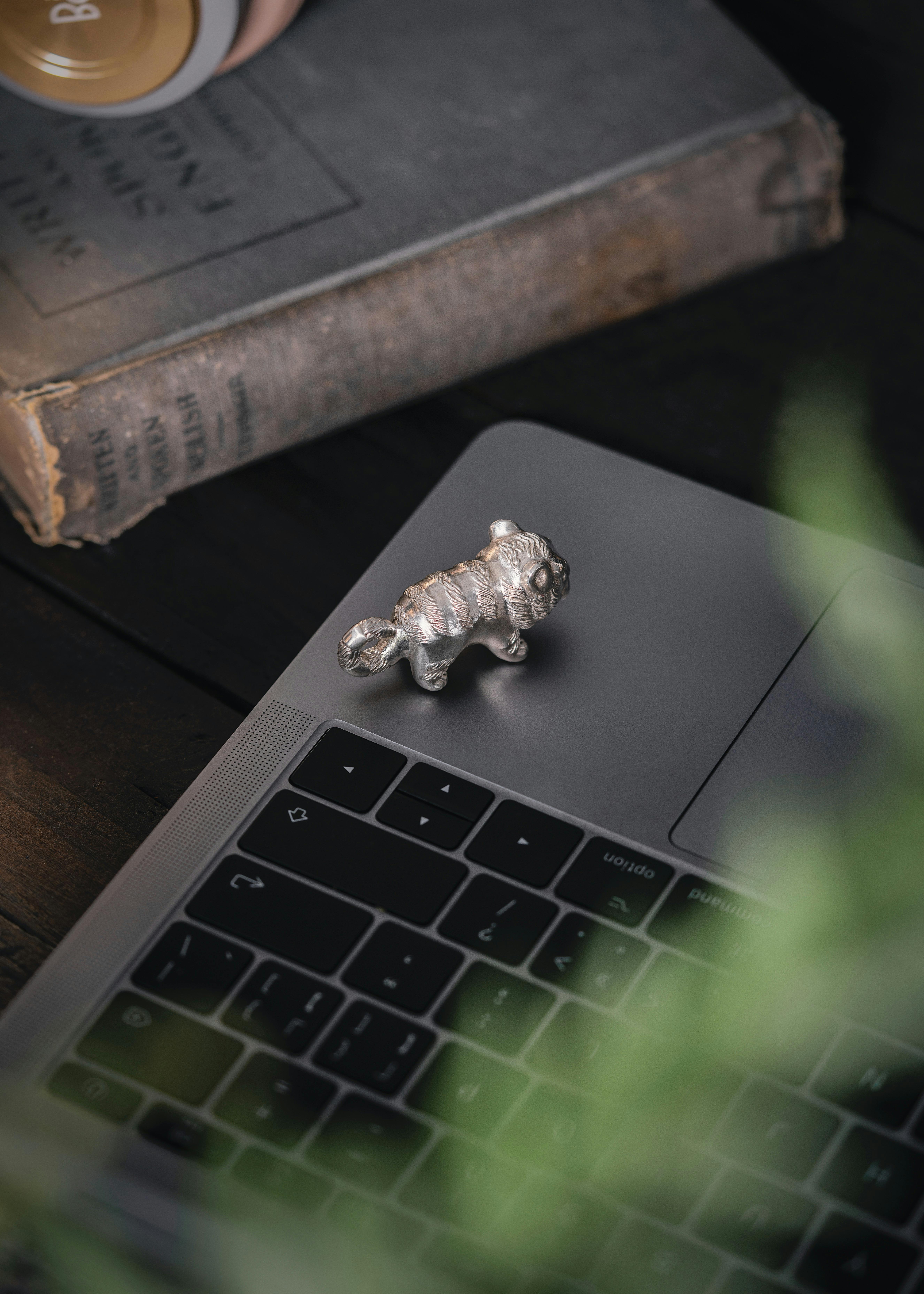 Cat Figurine Standing on Laptop · Free Stock Photo