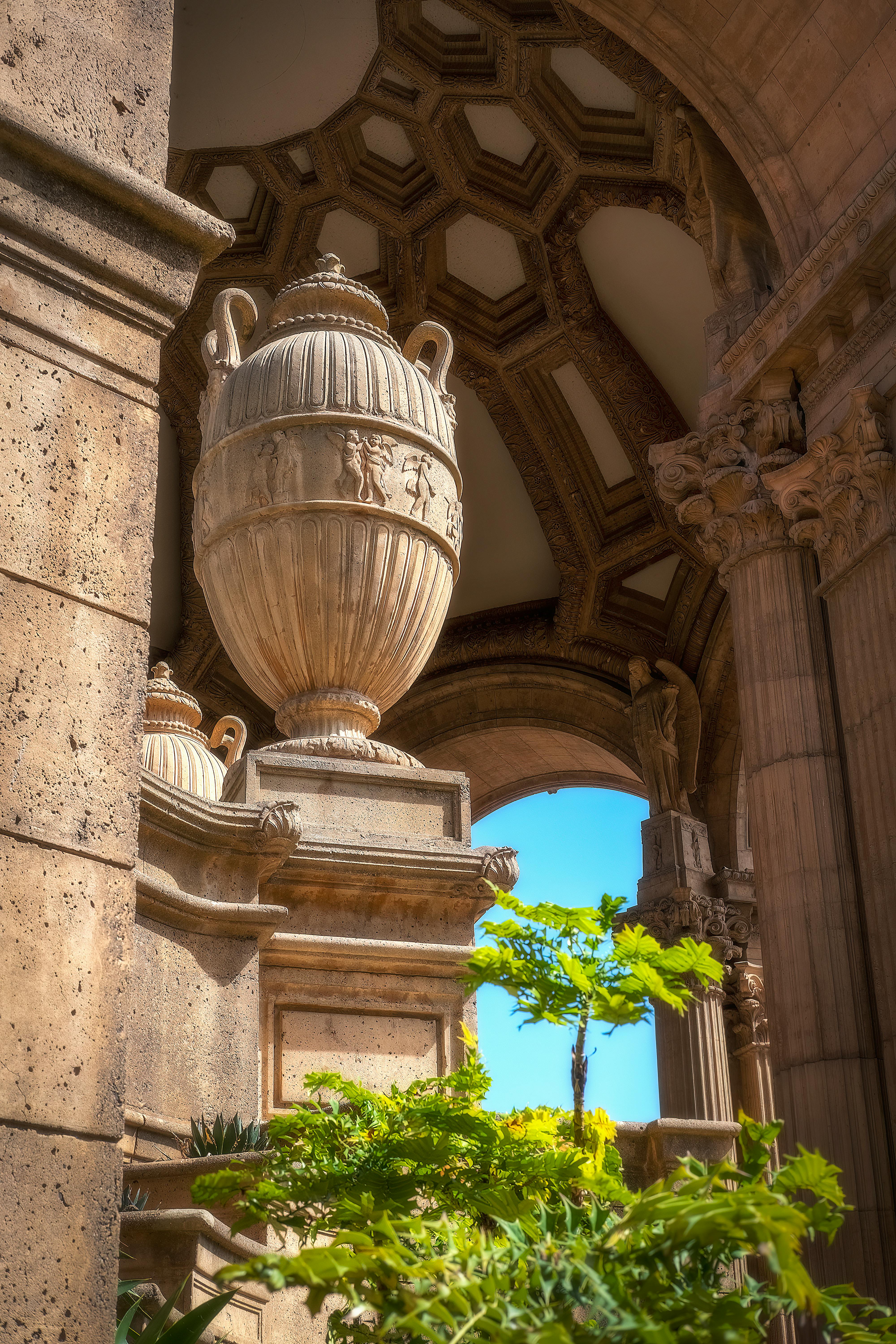 Ancient Castle with Stone Sculptures and Columns · Free Stock Photo