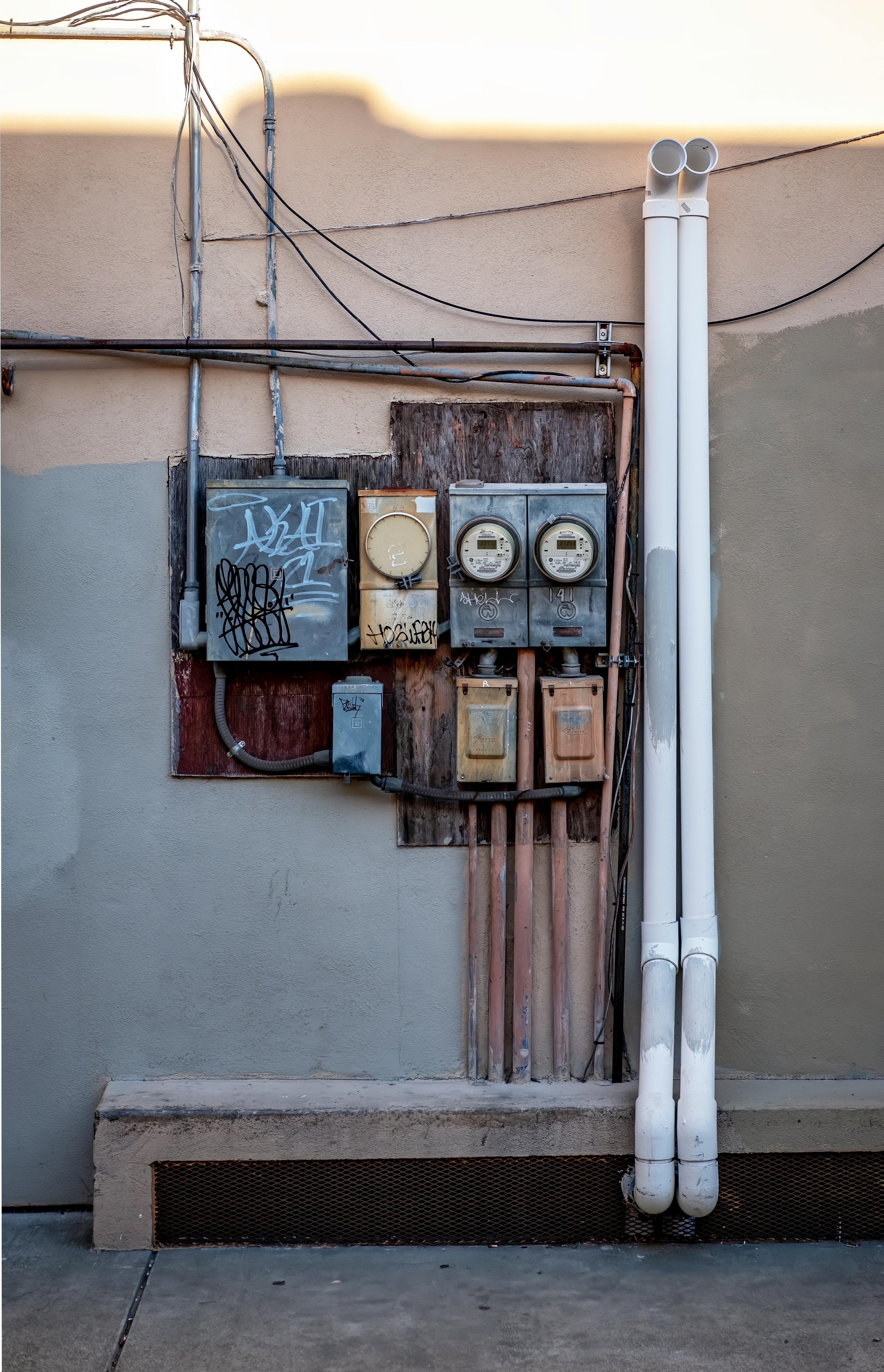 Electricity Boxes on Wall · Free Stock Photo