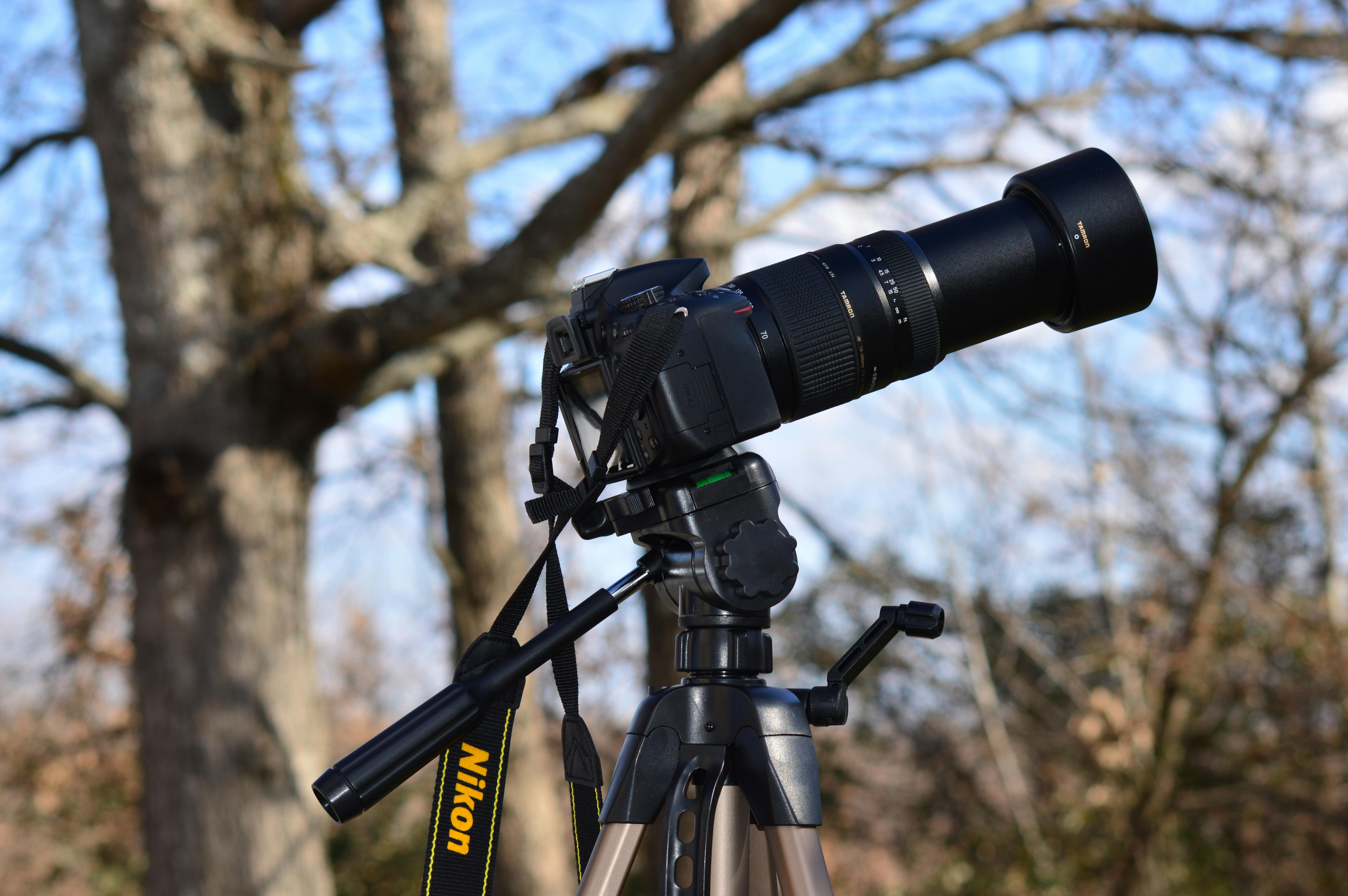 Black Dslr Camera Mounted on Black Tripod · Free Stock Photo
