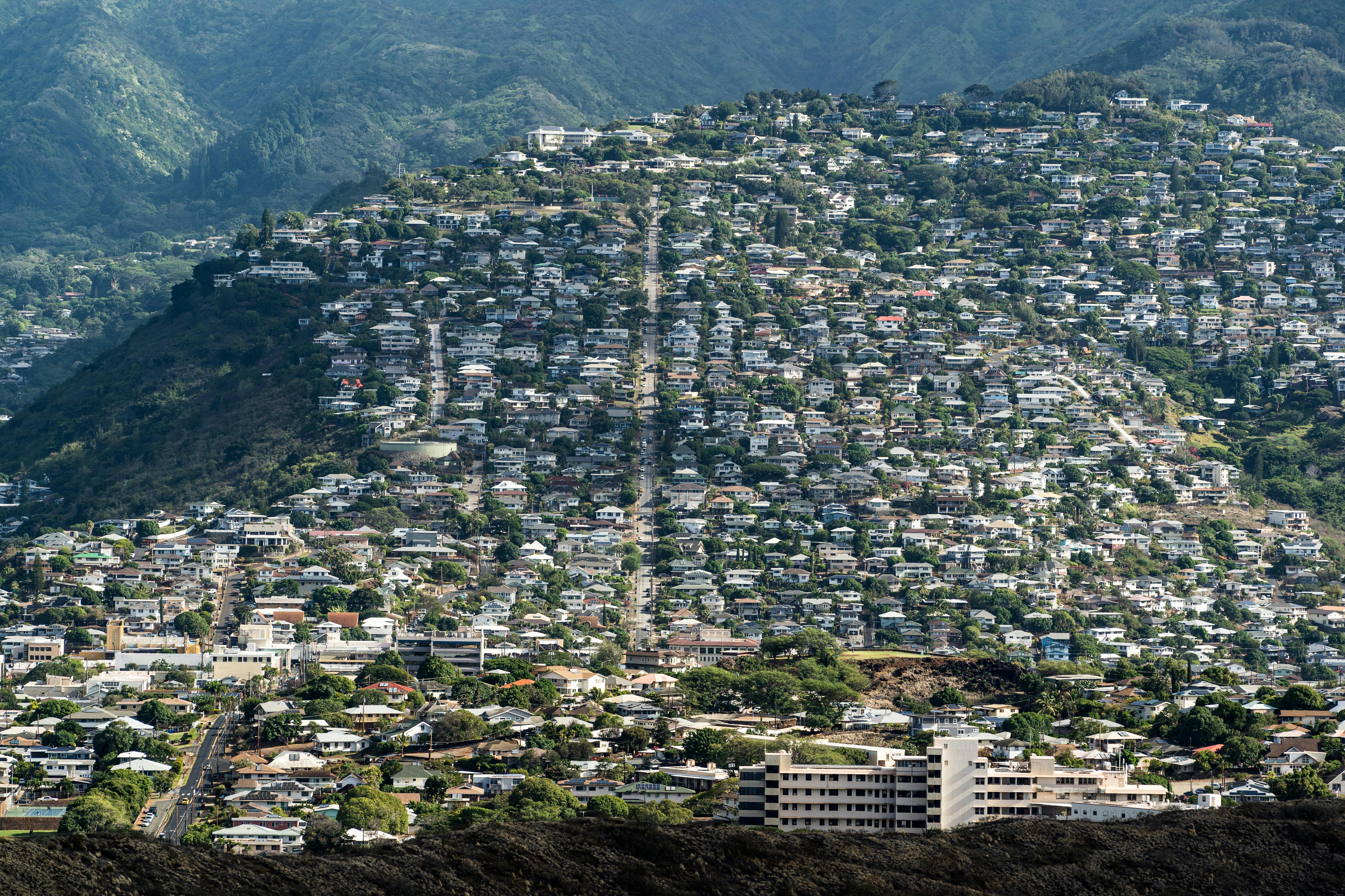 Aerial View of Wilhelmina Rise and Waialae Avenue, Honolulu, Hawaii ...
