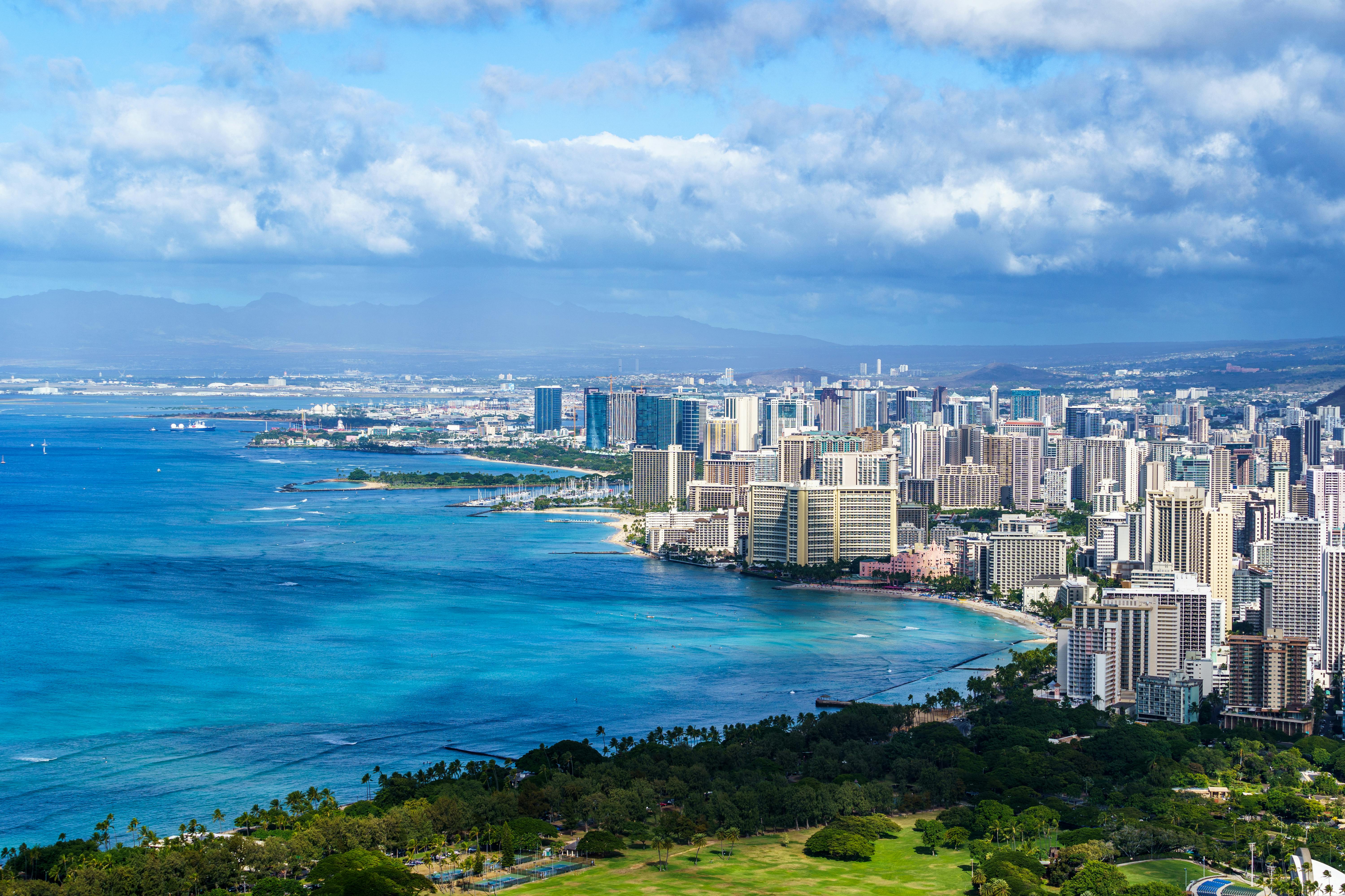 Aerial View of Skyscrapers by the Coast in Honolulu, Hawaii, USA · Free ...