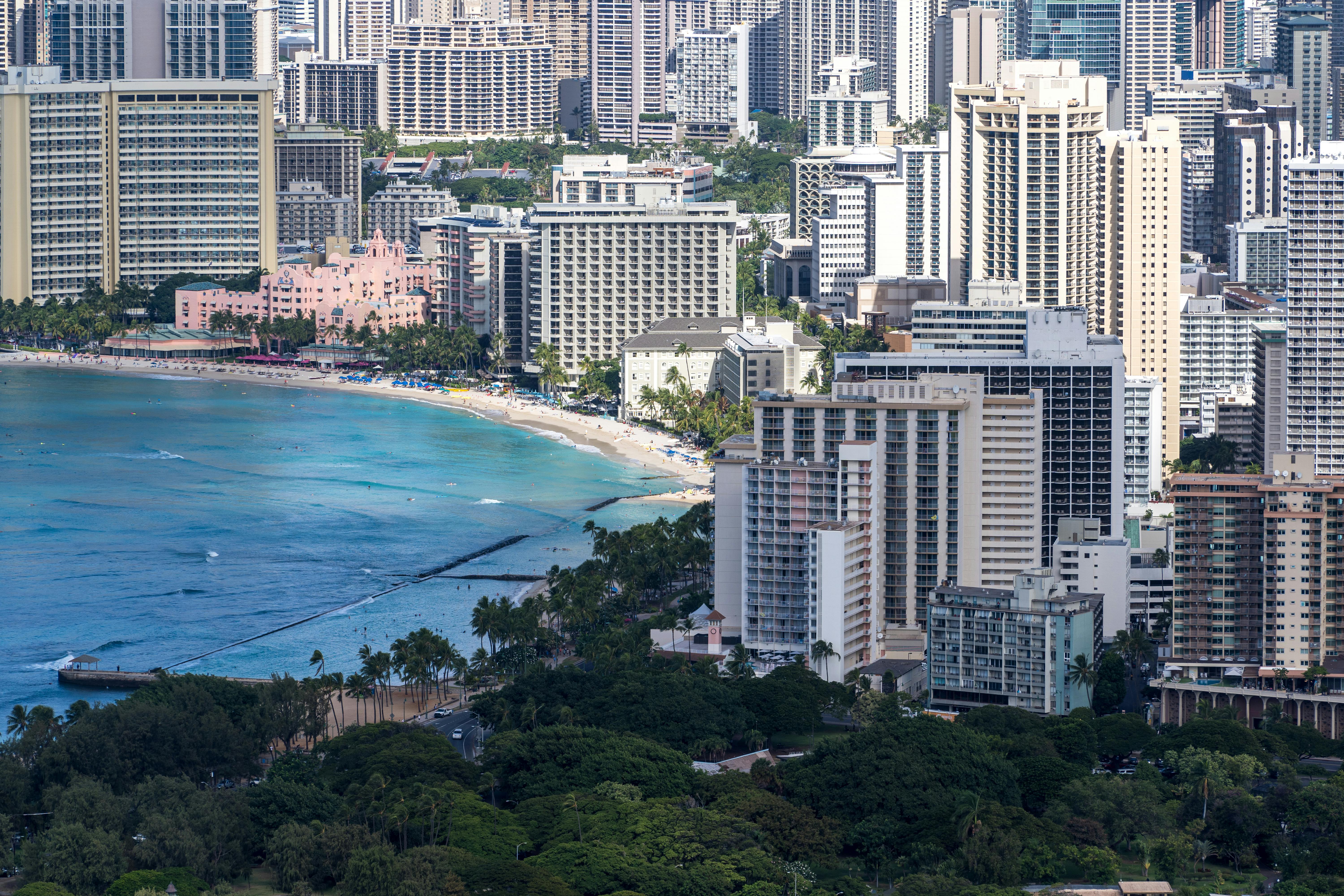 Aerial View of Skyscrapers by the Coast in Honolulu, Hawaii, USA · Free ...