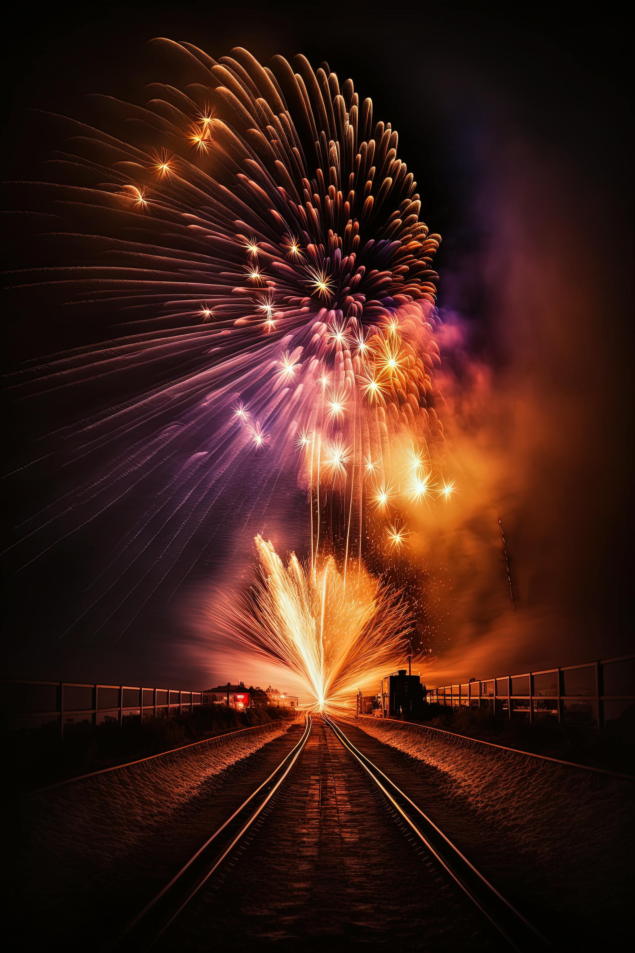 Fireworks over Road at Night · Free Stock Photo