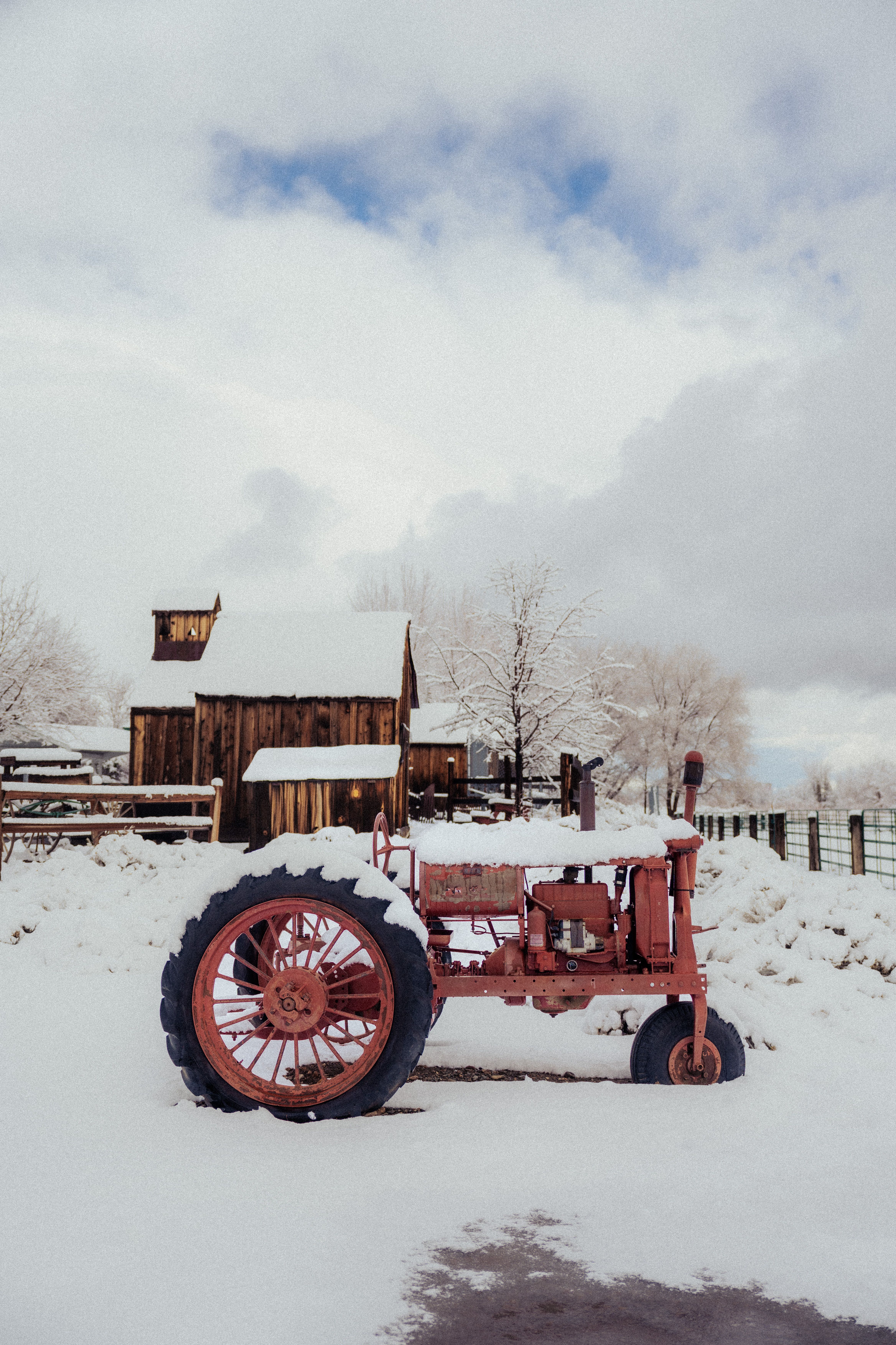 Snow on Tractor on Farm in Winter · Free Stock Photo