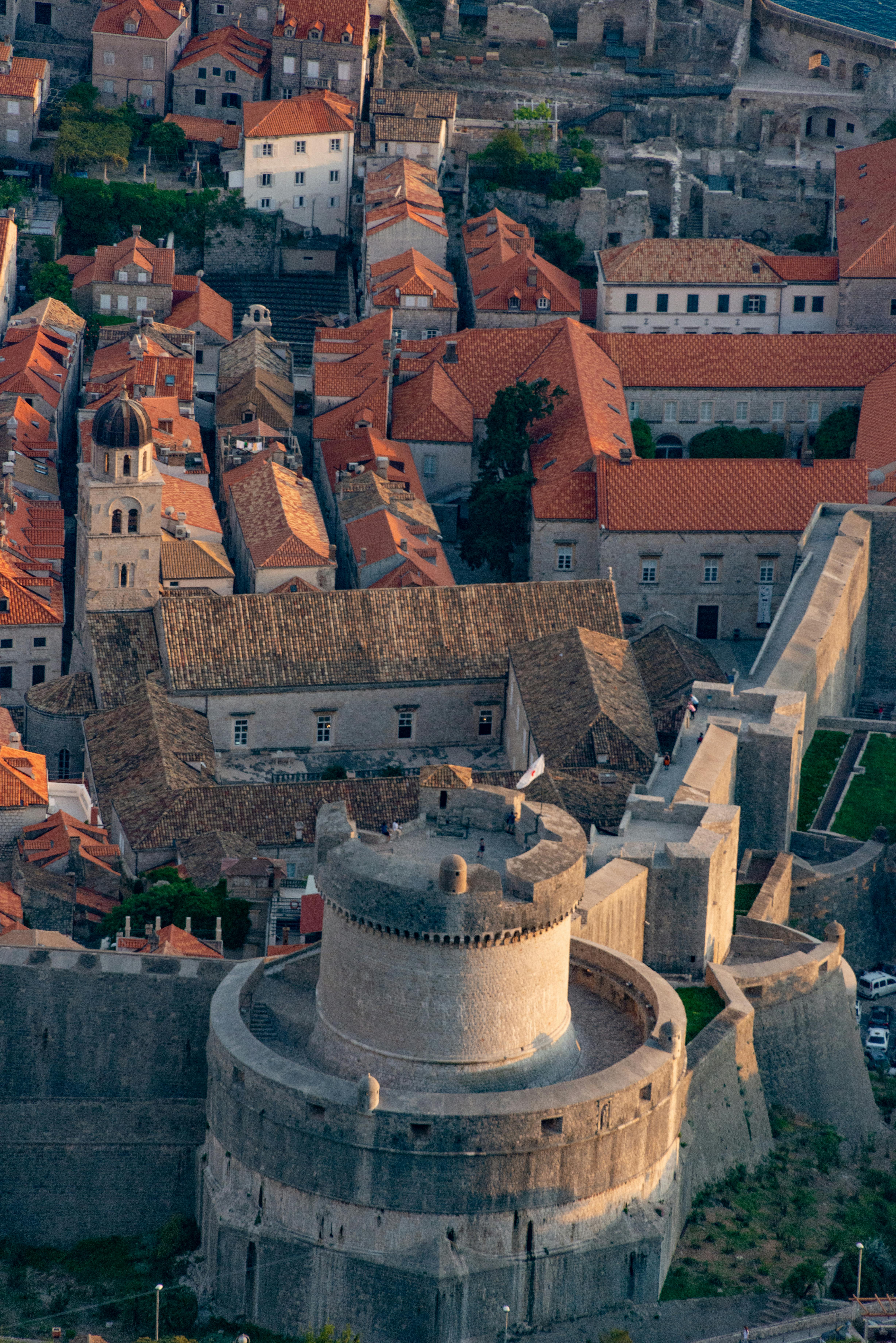 Castle Walls and Tower in Birds Eye View · Free Stock Photo