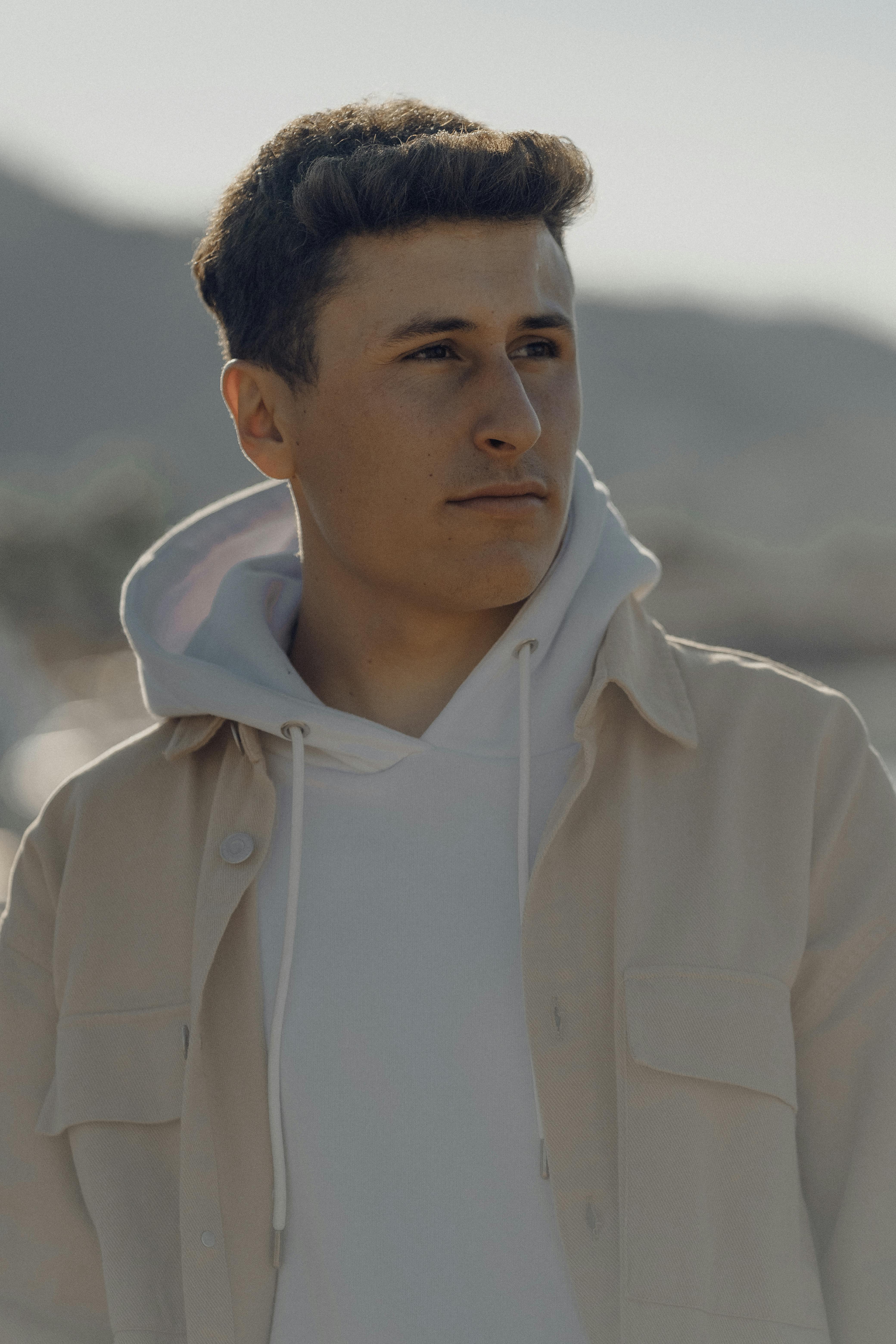 Man in White Hoodie and Jacket · Free Stock Photo