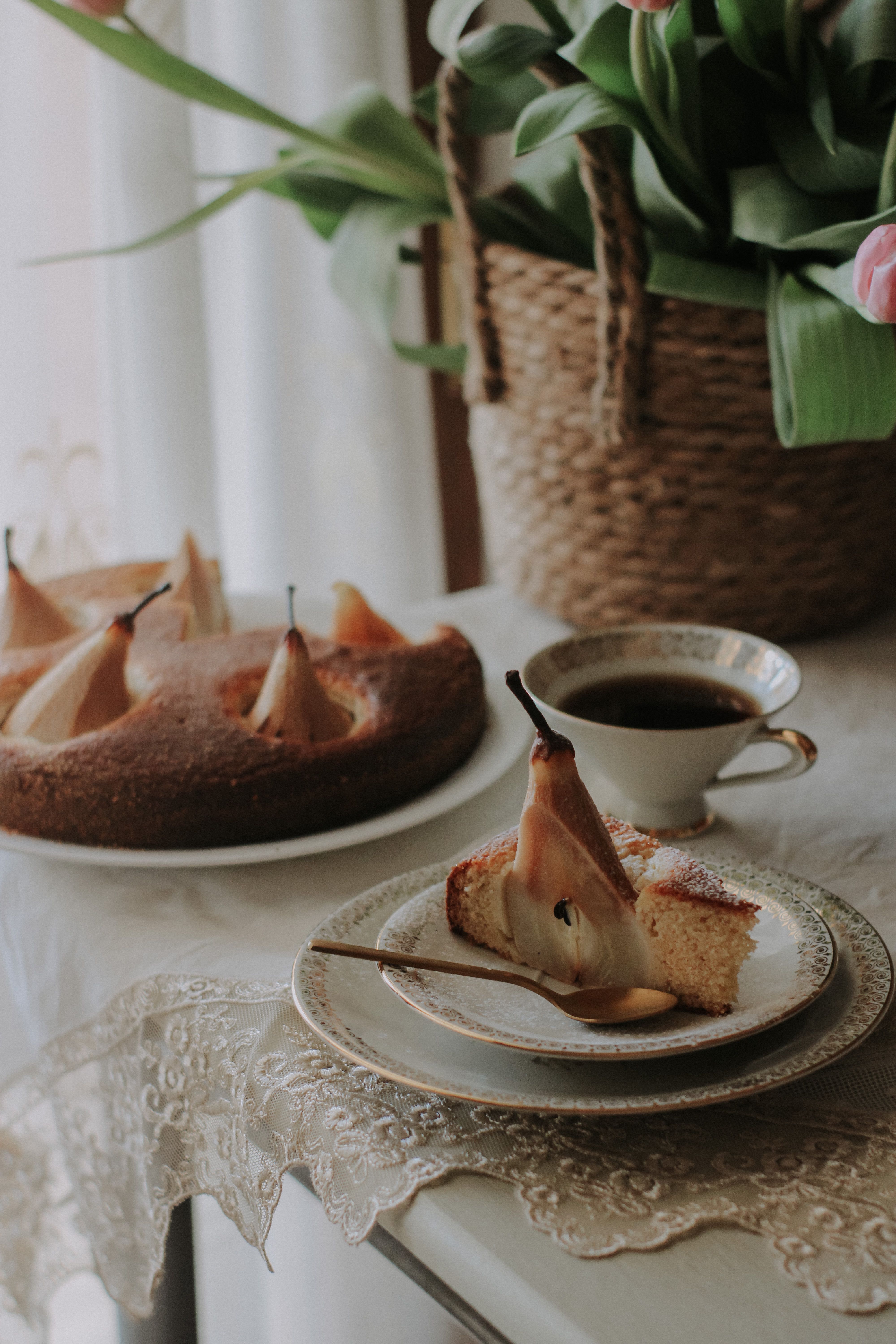 Pie and a Cup of Coffee on the Table · Free Stock Photo