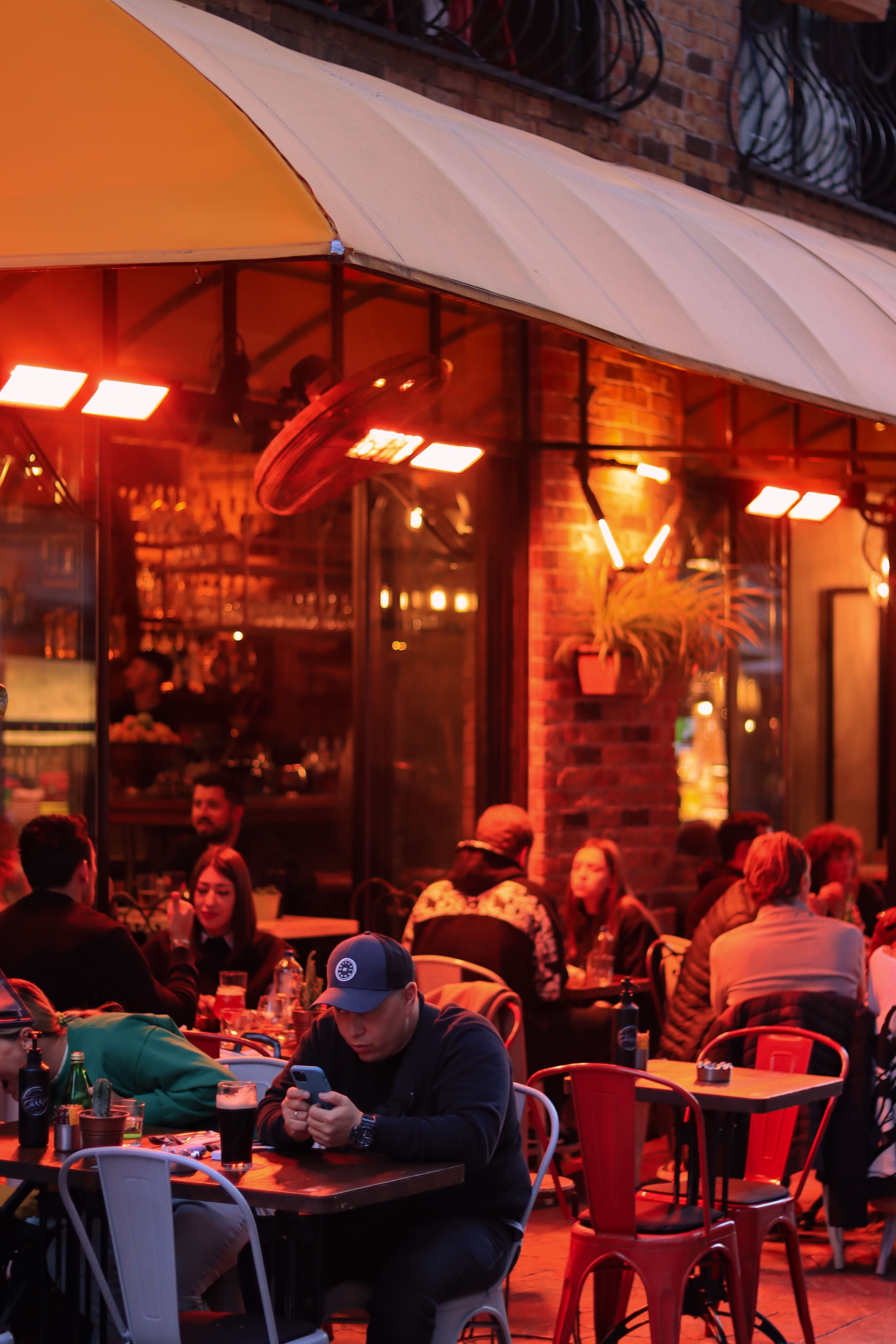 People Sitting in Restaurant with Lights · Free Stock Photo