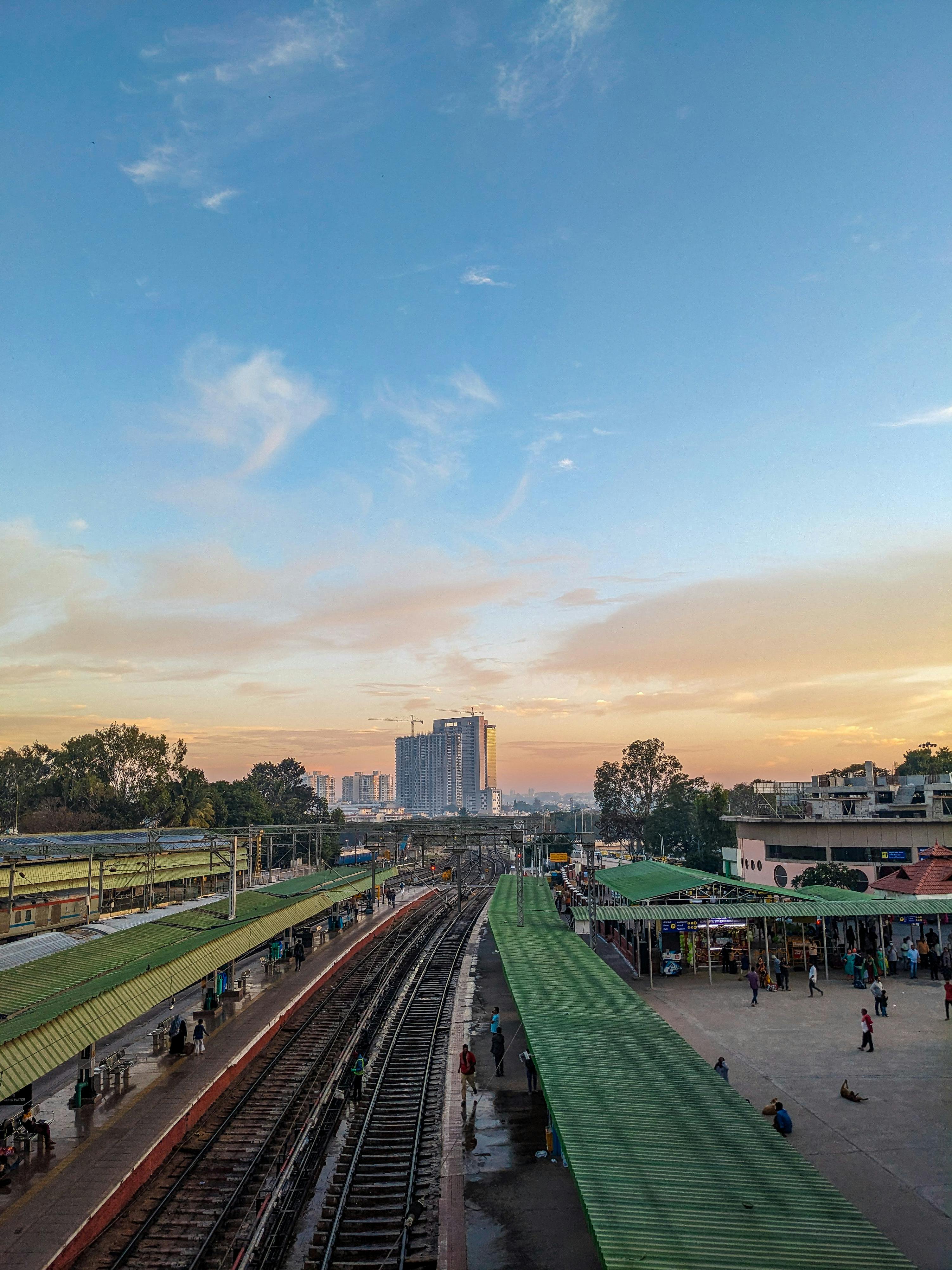 Aerial View of a Railway Station in City · Free Stock Photo