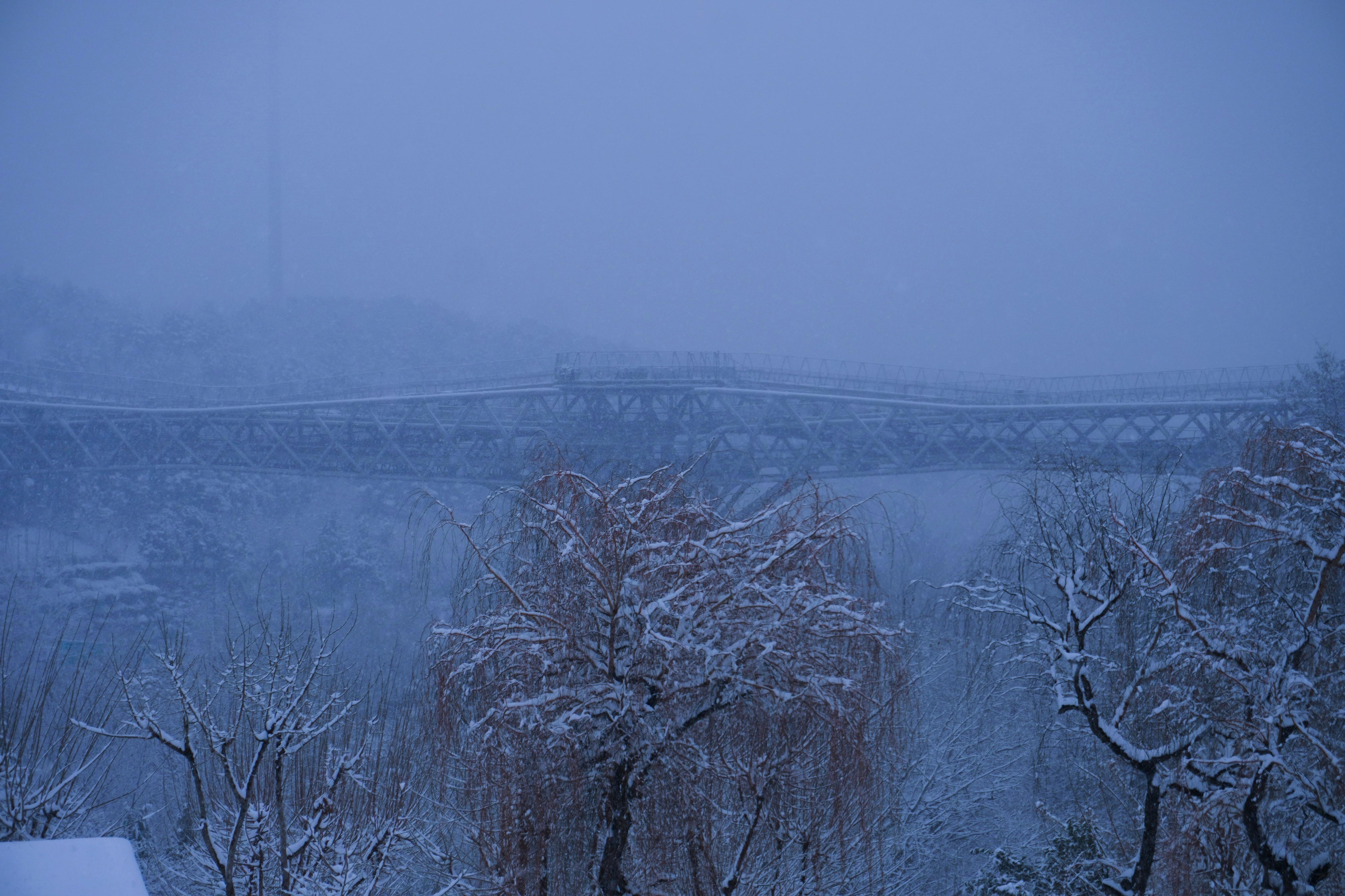 Iron Train Bridge in Winter · Free Stock Photo
