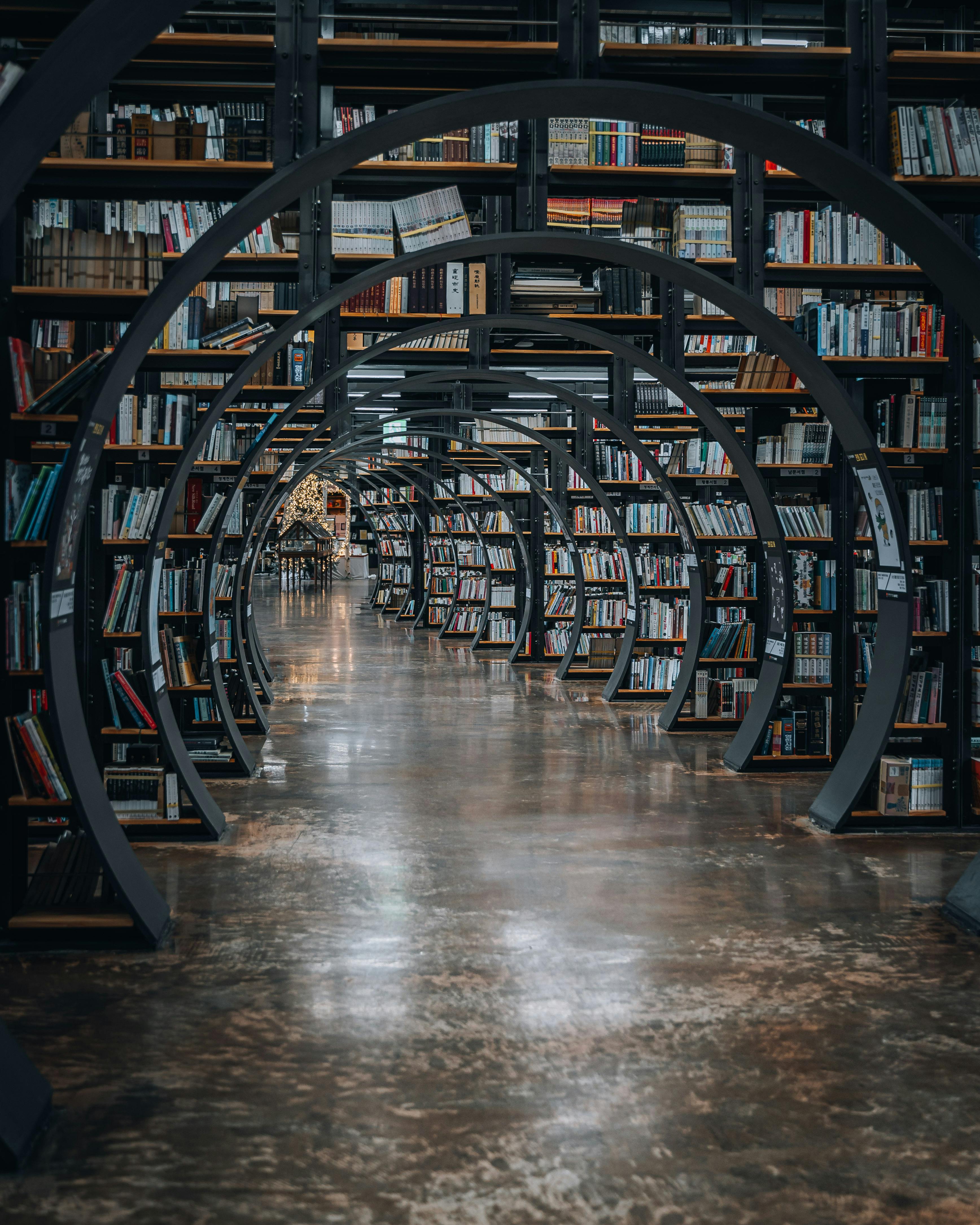 Bookshelves in Library Interior · Free Stock Photo