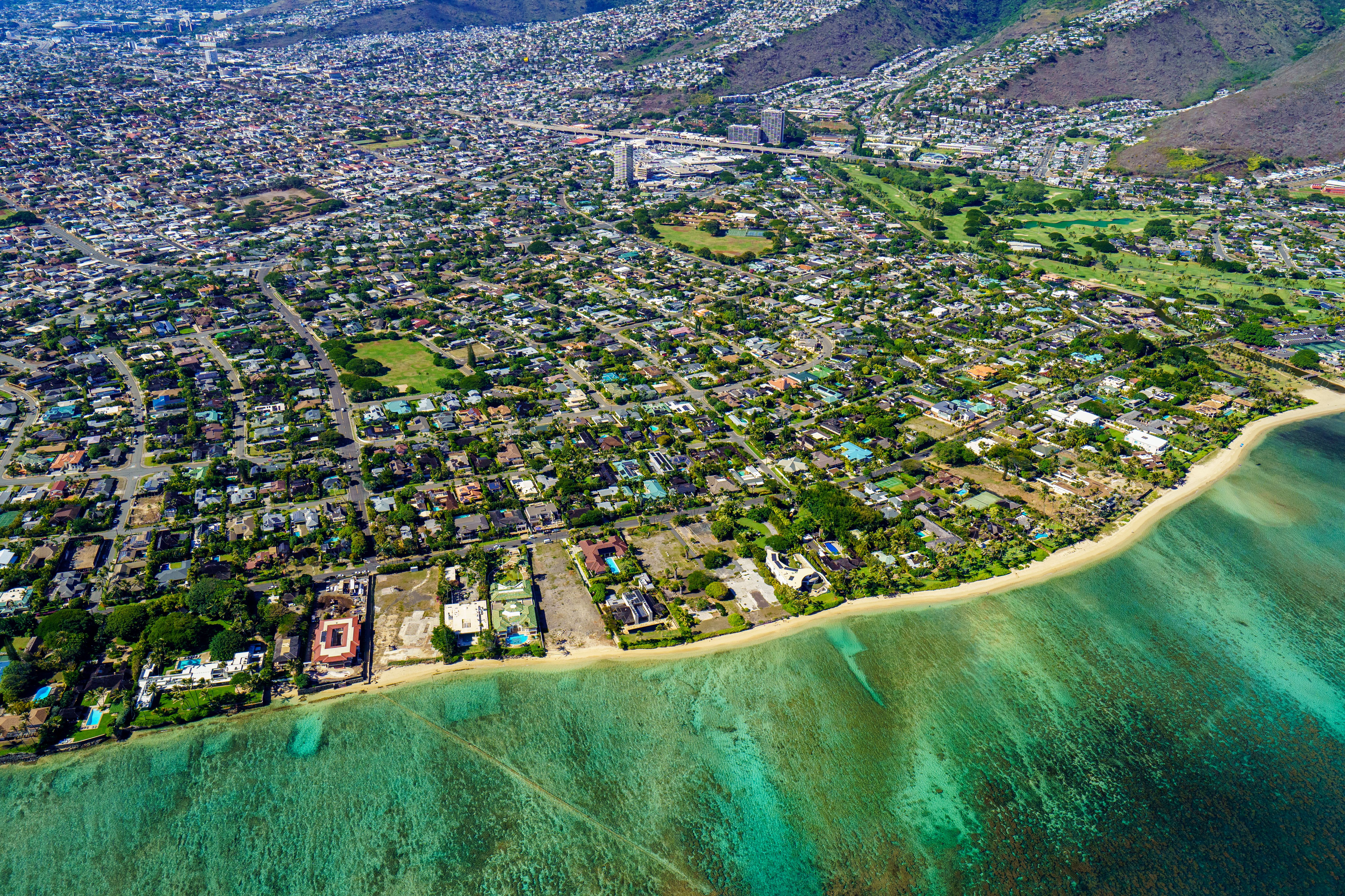Aerial Shot of Sea and City, Waikiki, Honolulu, Hawai, USA · Free Stock ...