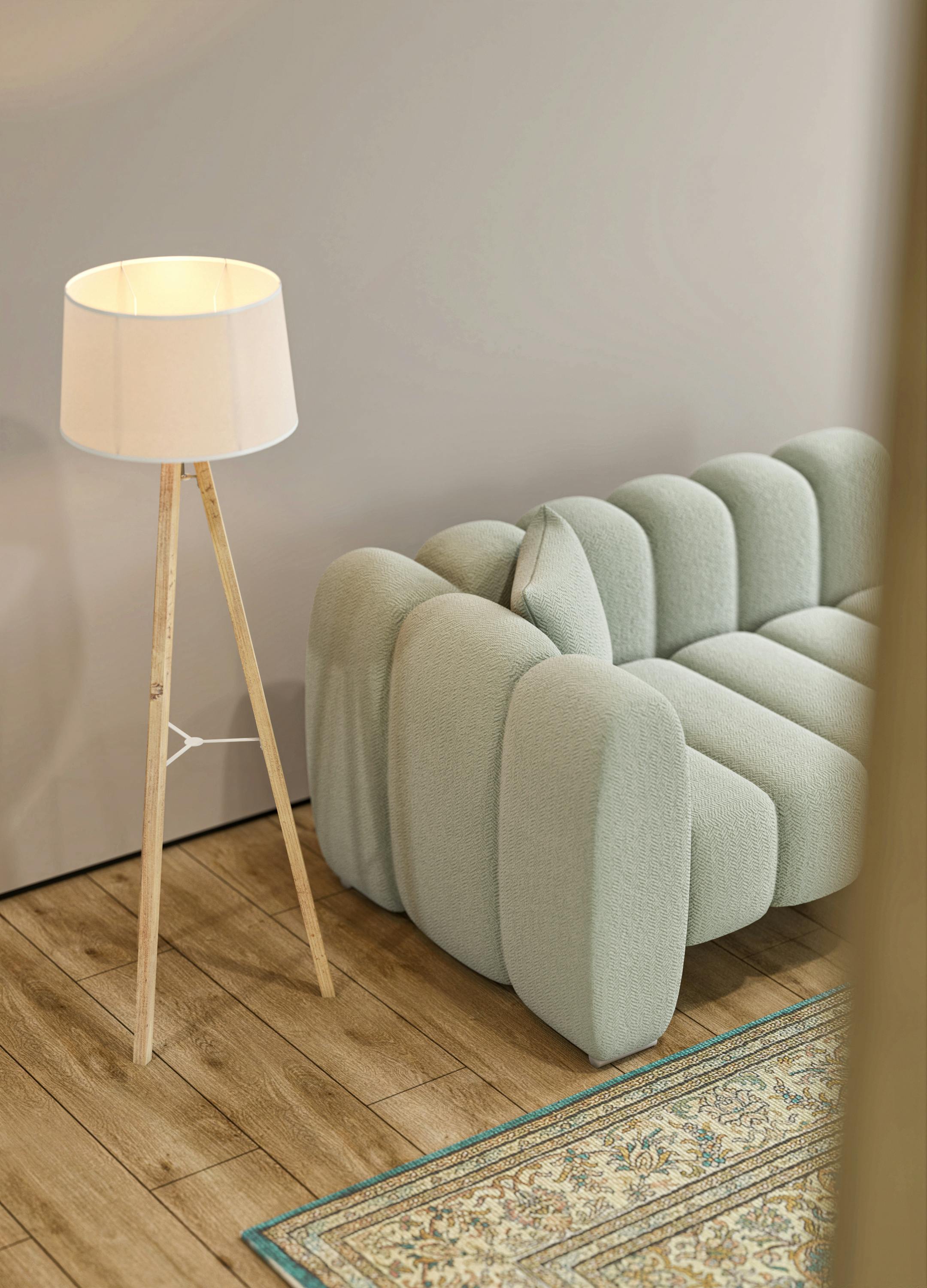 Lamp by Sofa on Wooden Floor · Free Stock Photo