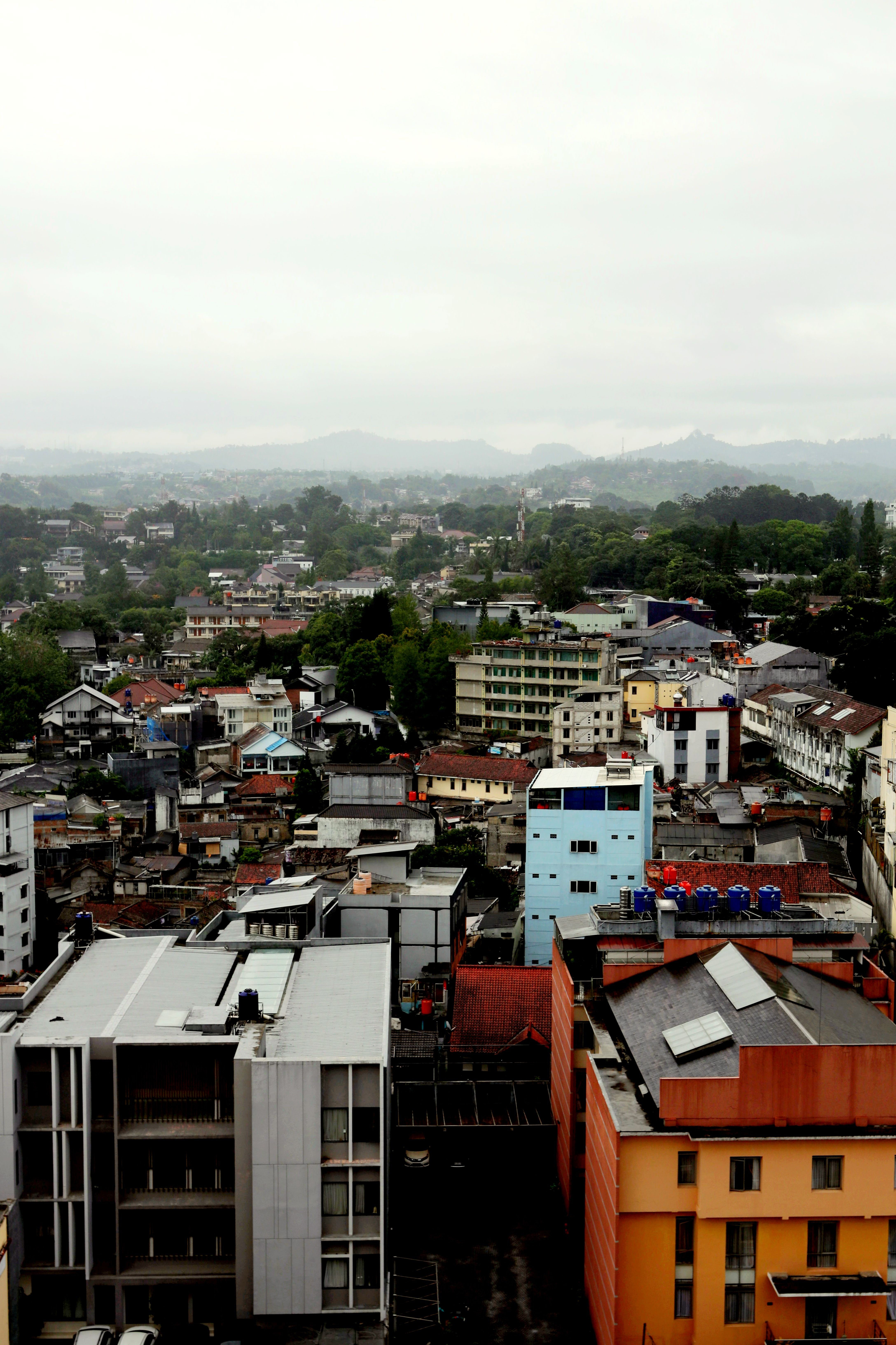 Overcast over Town in Forest · Free Stock Photo