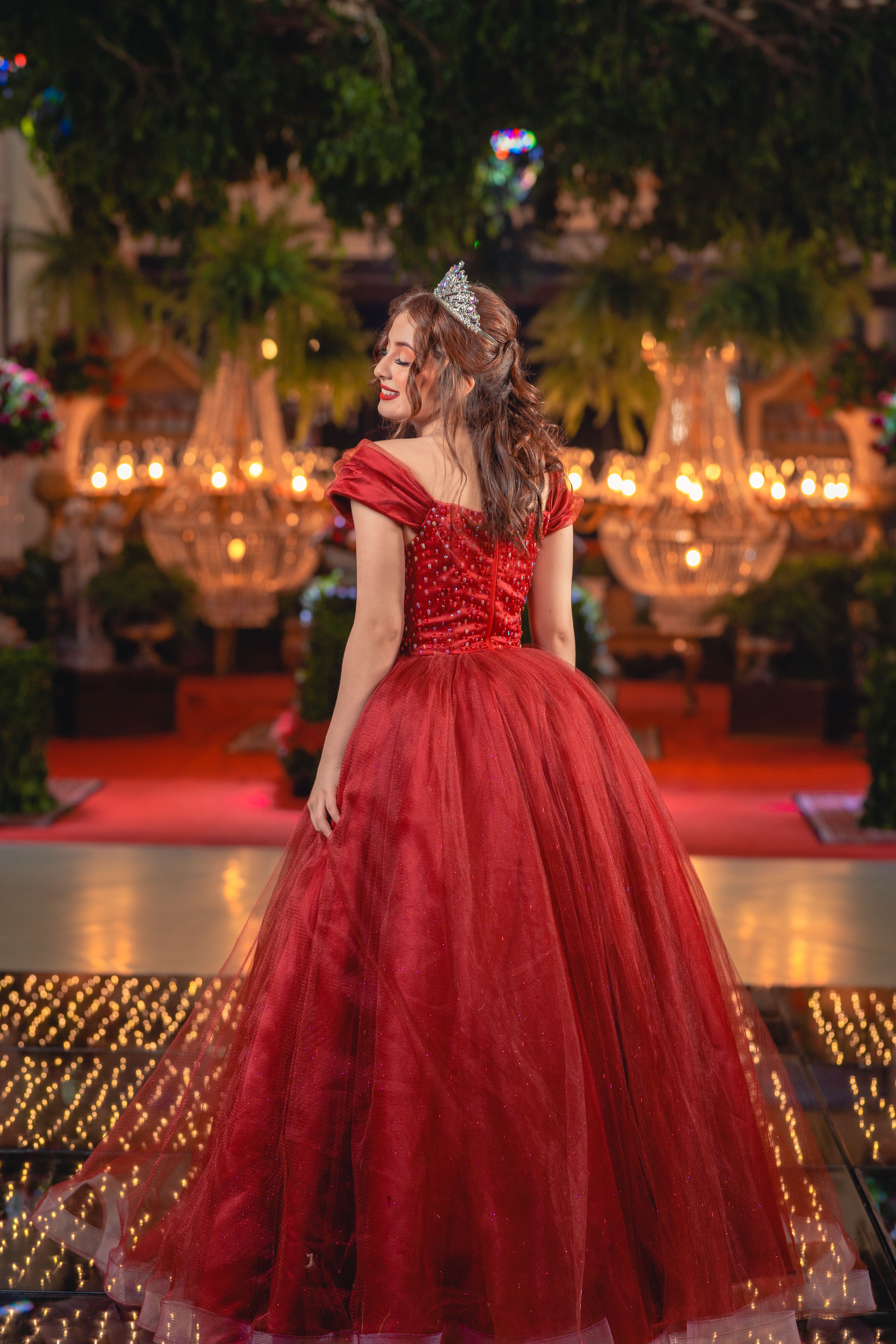 Back View of Posing Woman in Red Dress · Free Stock Photo